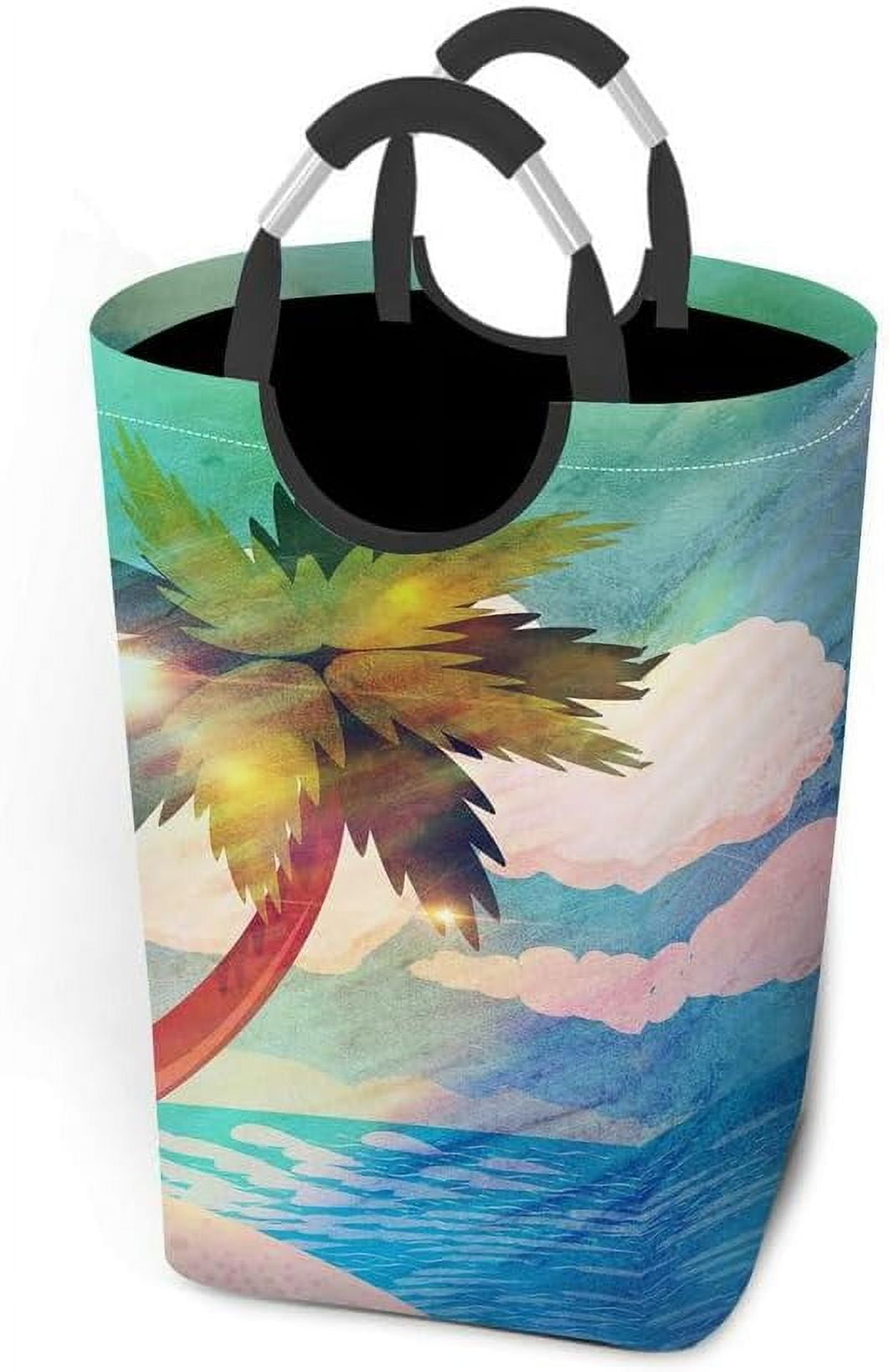 Sdmnsg-T Cartoon Tropical Beach Palm Tree Laundry Basket Summer Sea ...