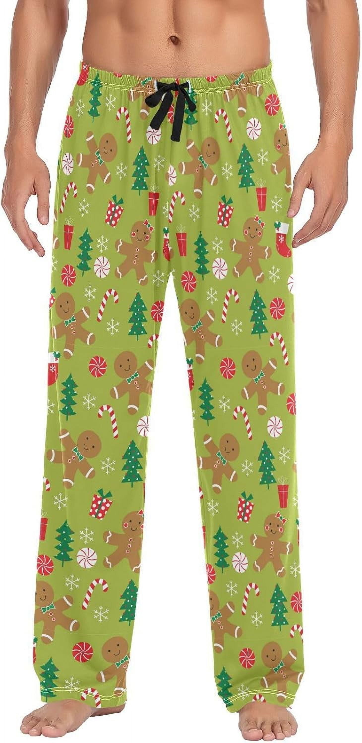 Sdmnsg-T Christmas Gingrebread Green Pajama Pants for Men, Men's ...