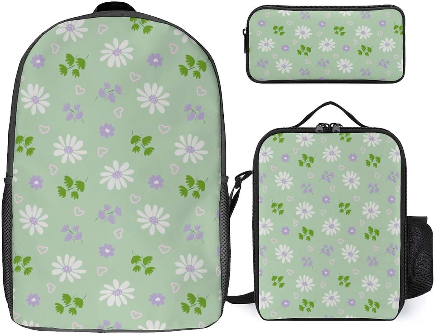 Sdmnsg-T Cute Daisy Print 3 Piece Backpack Sets With Lunch Bag Pencil ...