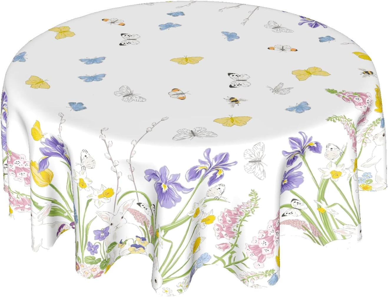 Sdmnsg-T Easter Bunny Spring Flowers Tablecloth 60 Inch Round ...