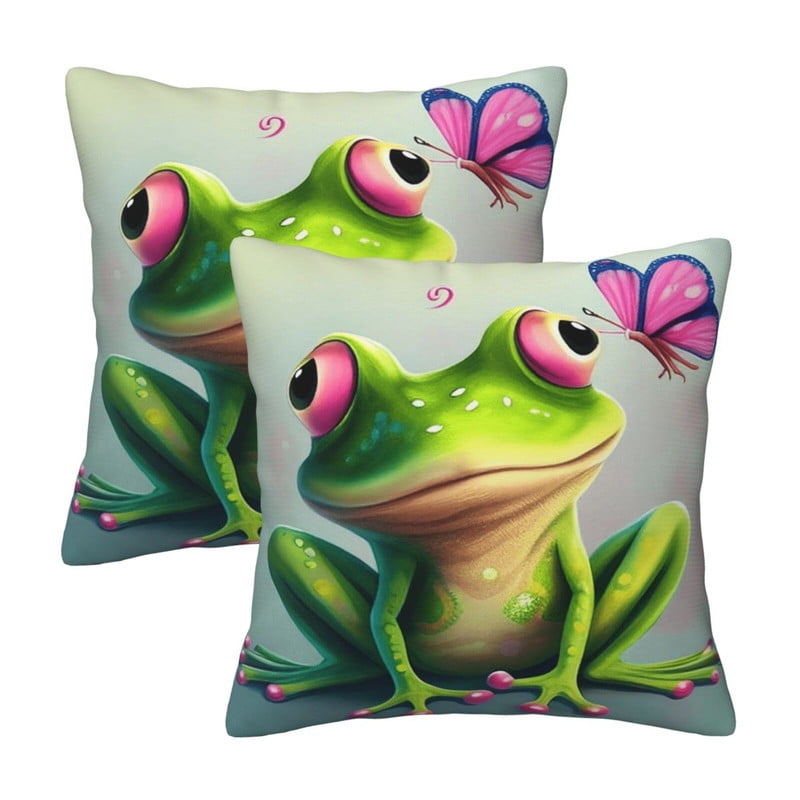 Sdmnsg-T Green Frog Pillow Covers 16 x 16 Inch Decorative Square ...