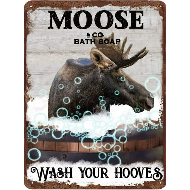 Sdmnsg-T Moose Bath Soap Wash Your Hooves Vintage Tin Sign Moose Print ...