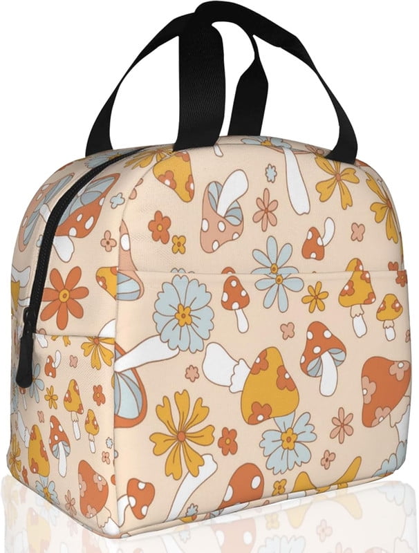 Sdmnsg-T Retro 70s 60s Floral Hippie Mushrooms Print Lunch Box for ...