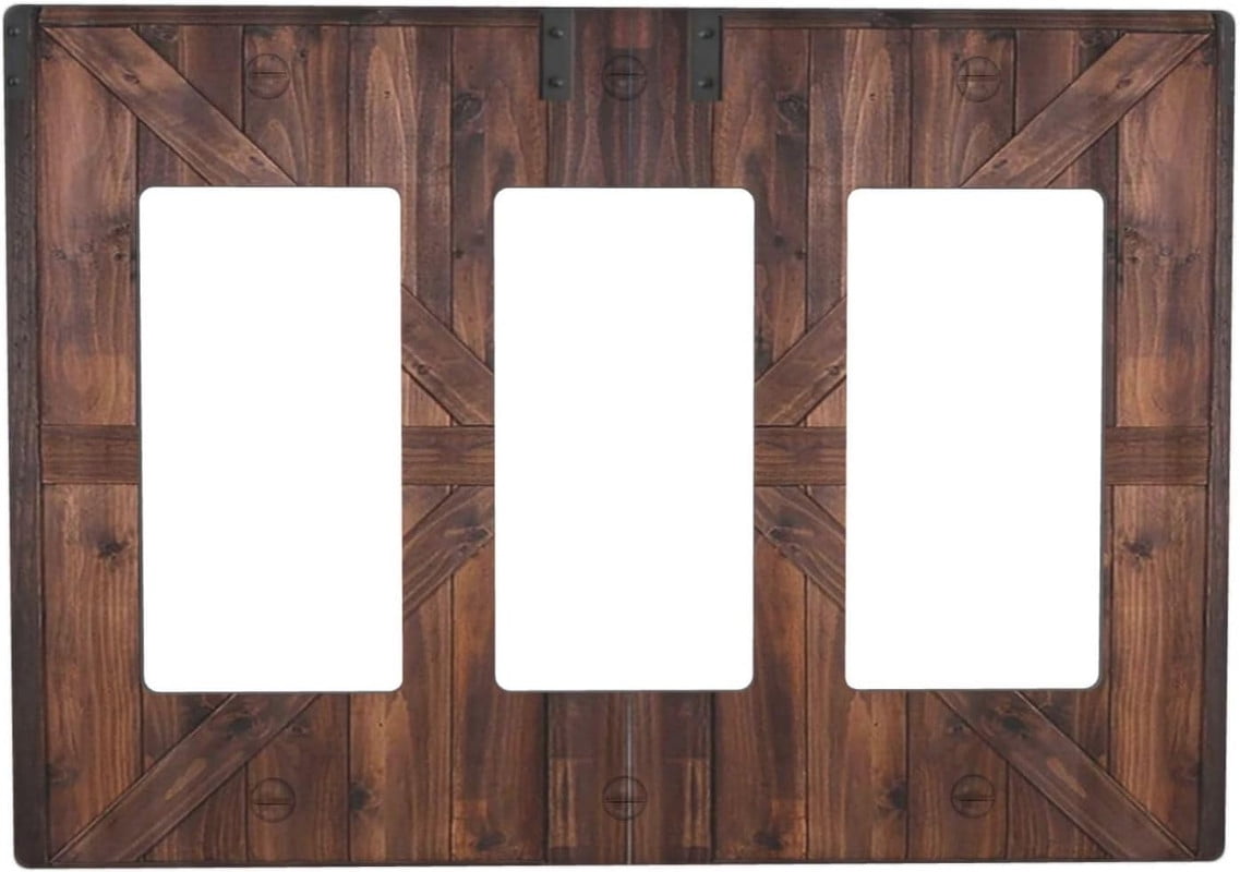 Sdmnsg-T Rustic Barn Doors Print Triple Rocker Decorative Electrical ...