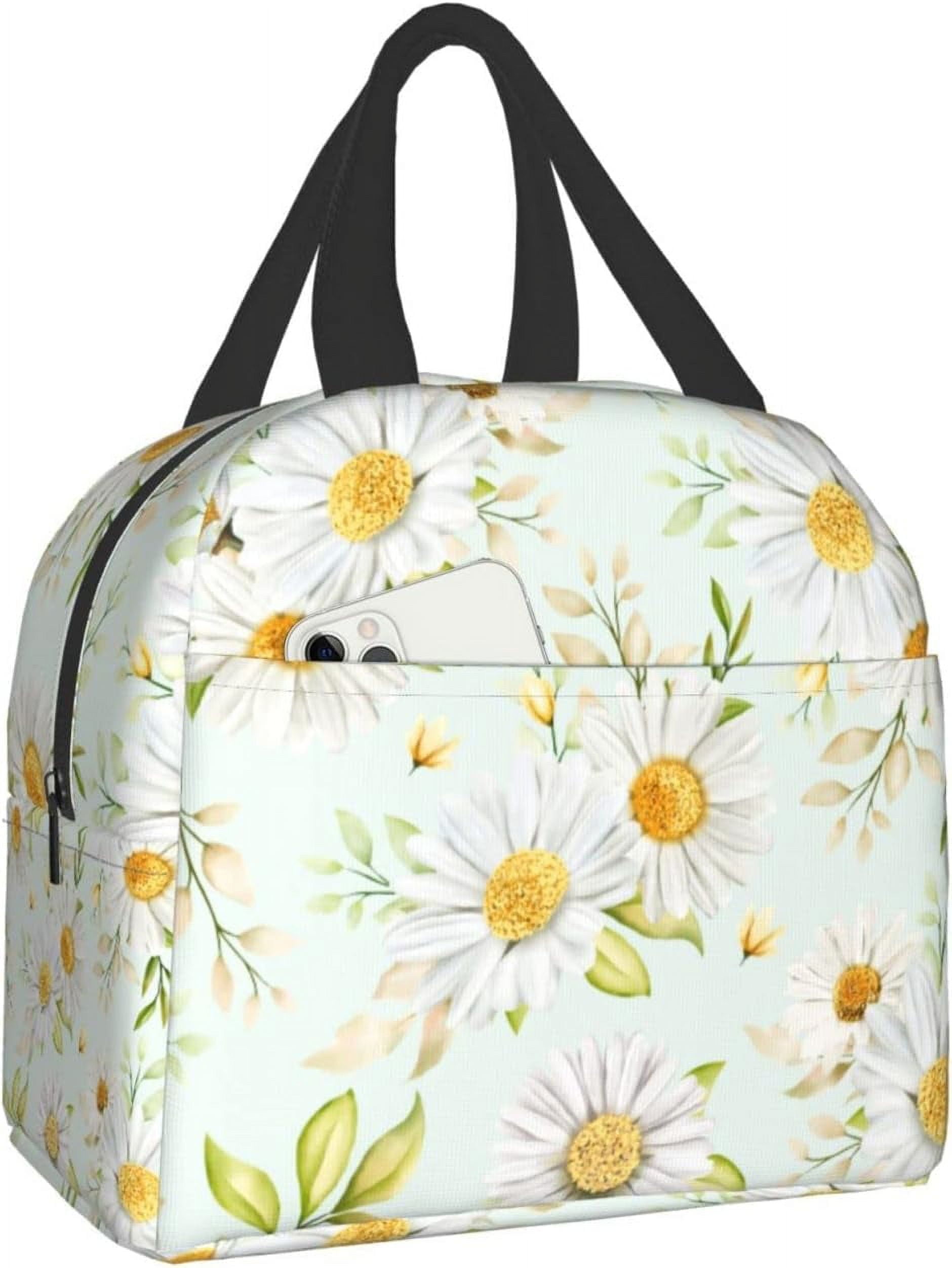 Sdmnsg-T Vintage Daisies Pink Lunch Box Reusable Lunch Bag for Travel ...