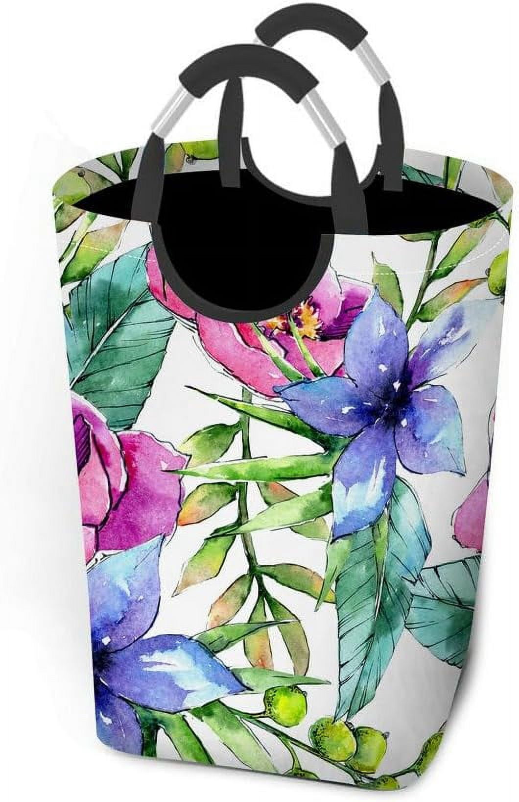 Sdmnsg-T Watercolor Tropical Flowers Purple Pink Flowers Collapsible ...