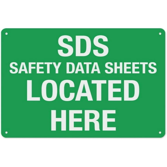Sds Safety Data Sheets Located Here Sign 8"x12" - Aluminum Tin Warning ...