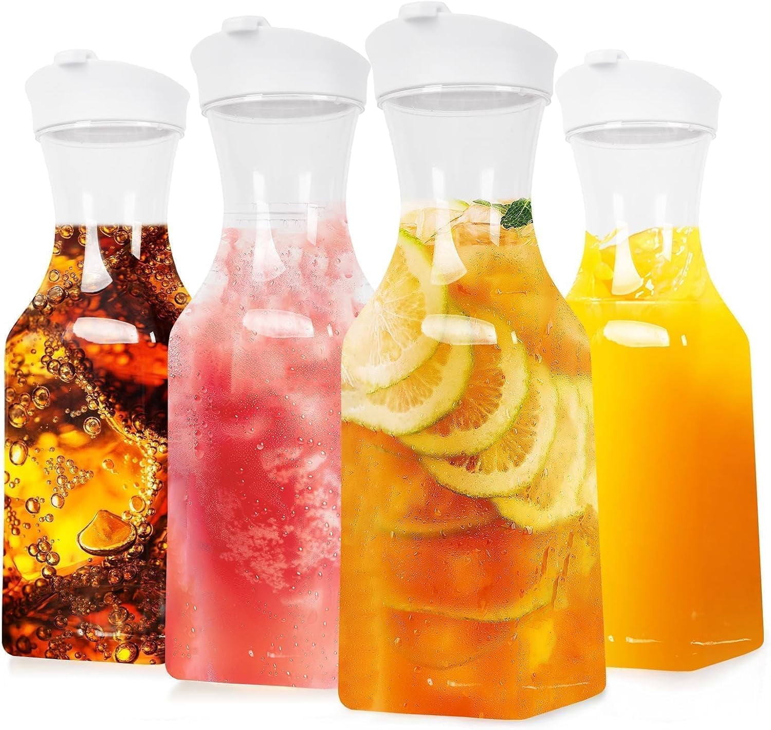 Se of 4 Plasic Carafe wih Lid, 1 Lier Mimosa Bar Supplies, Large Square ...