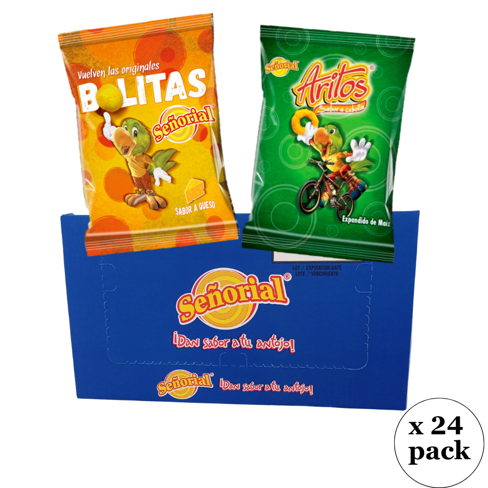 Señorial Mix of Bolitas Cheese and Aritos Onion Flavor, 24 Pack, 3.5 Oz ...