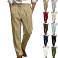 SeCaotees Tapered Chino Pants for Men Button Zipper Fly Pleated Front ...