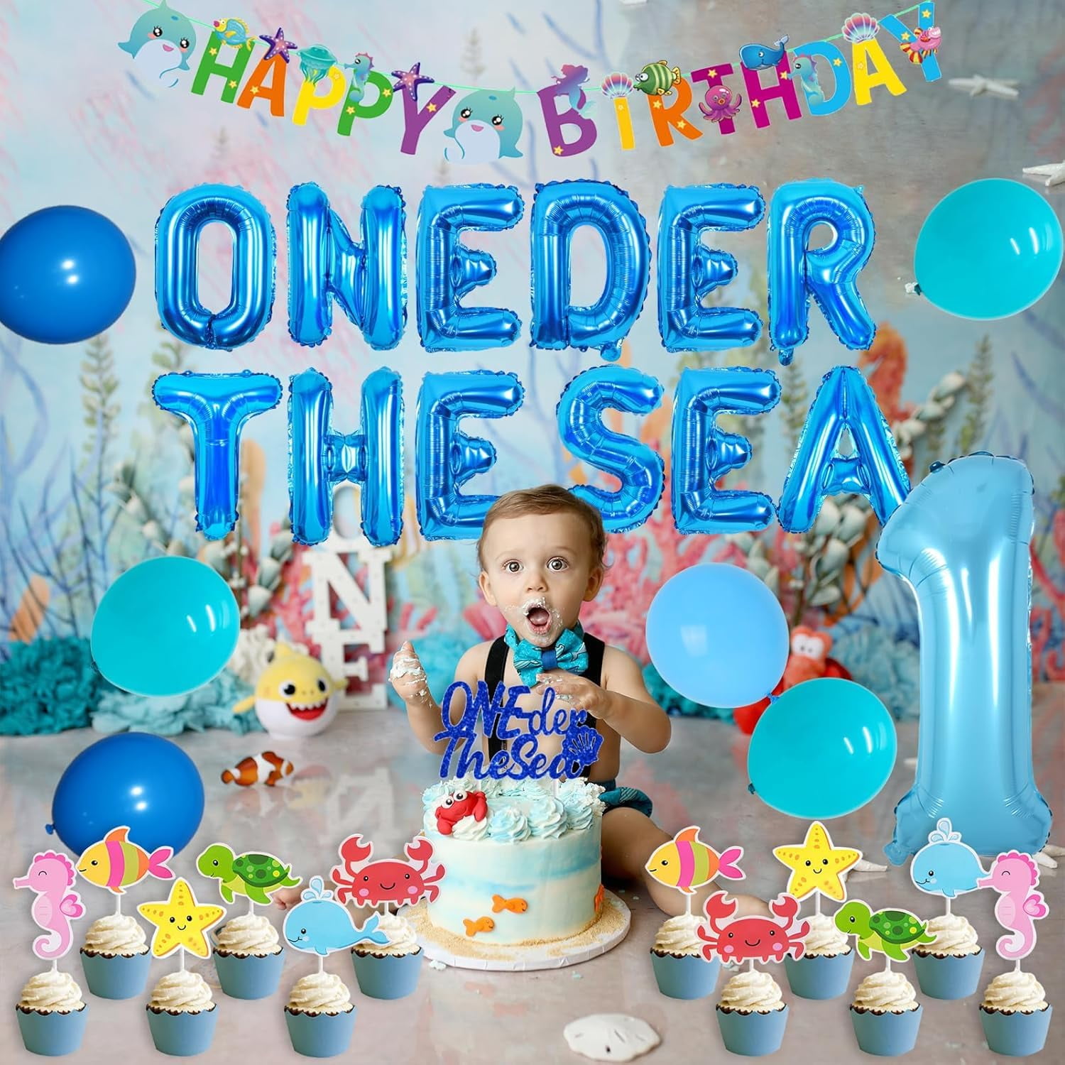 Under The Sea AJH3 1st Birthday Party Decorations, Ocean Theme Oneder ...