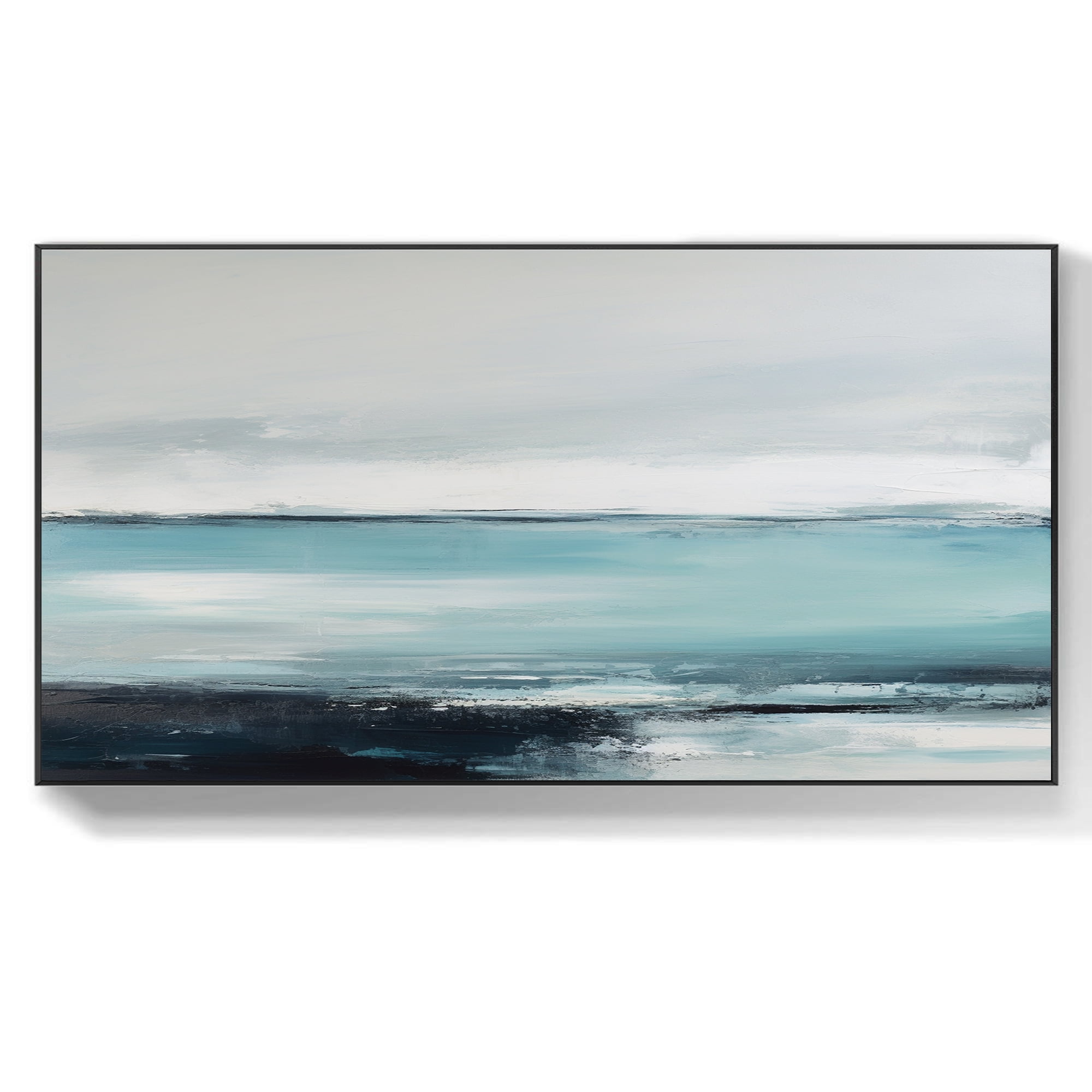 Sea Abstract Oil Painting White Waves Textured Painting Large Sky and ...