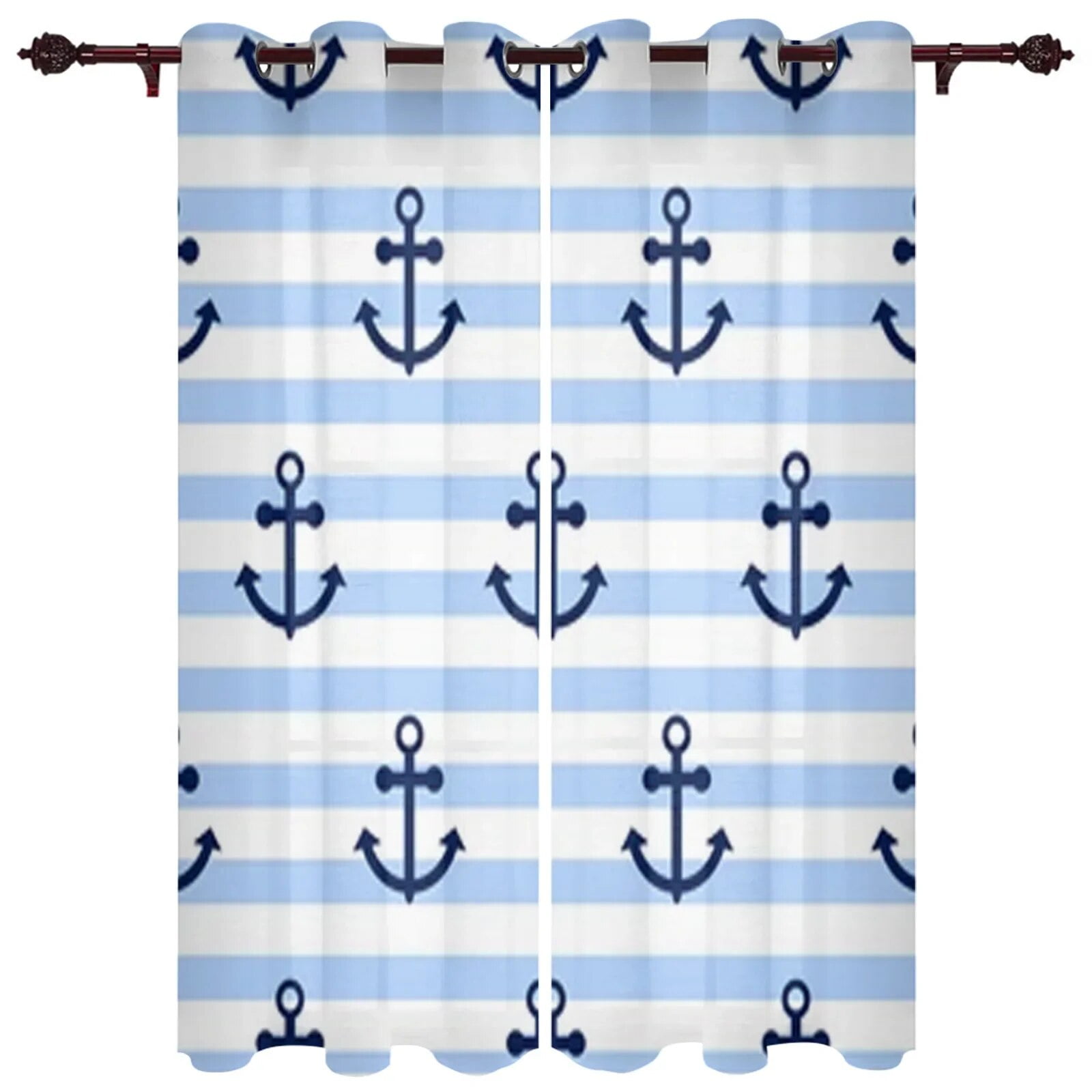 Sea And Nautical Anchor Window Curtain For Kids Room Home Blinds ...