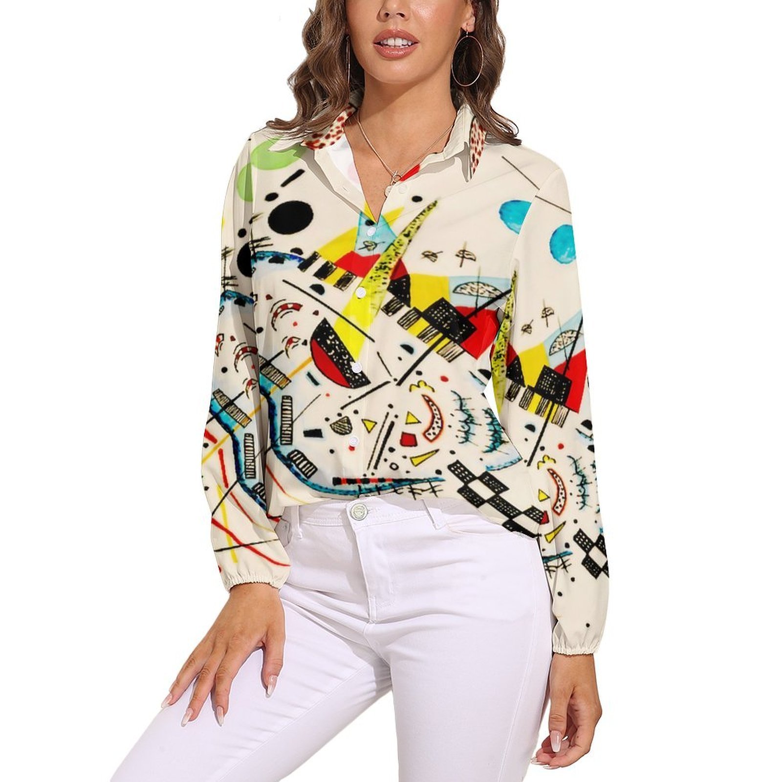 Sea And Sun Abstract Art Long Sleeve Blouse Woman Streetwear Casual ...
