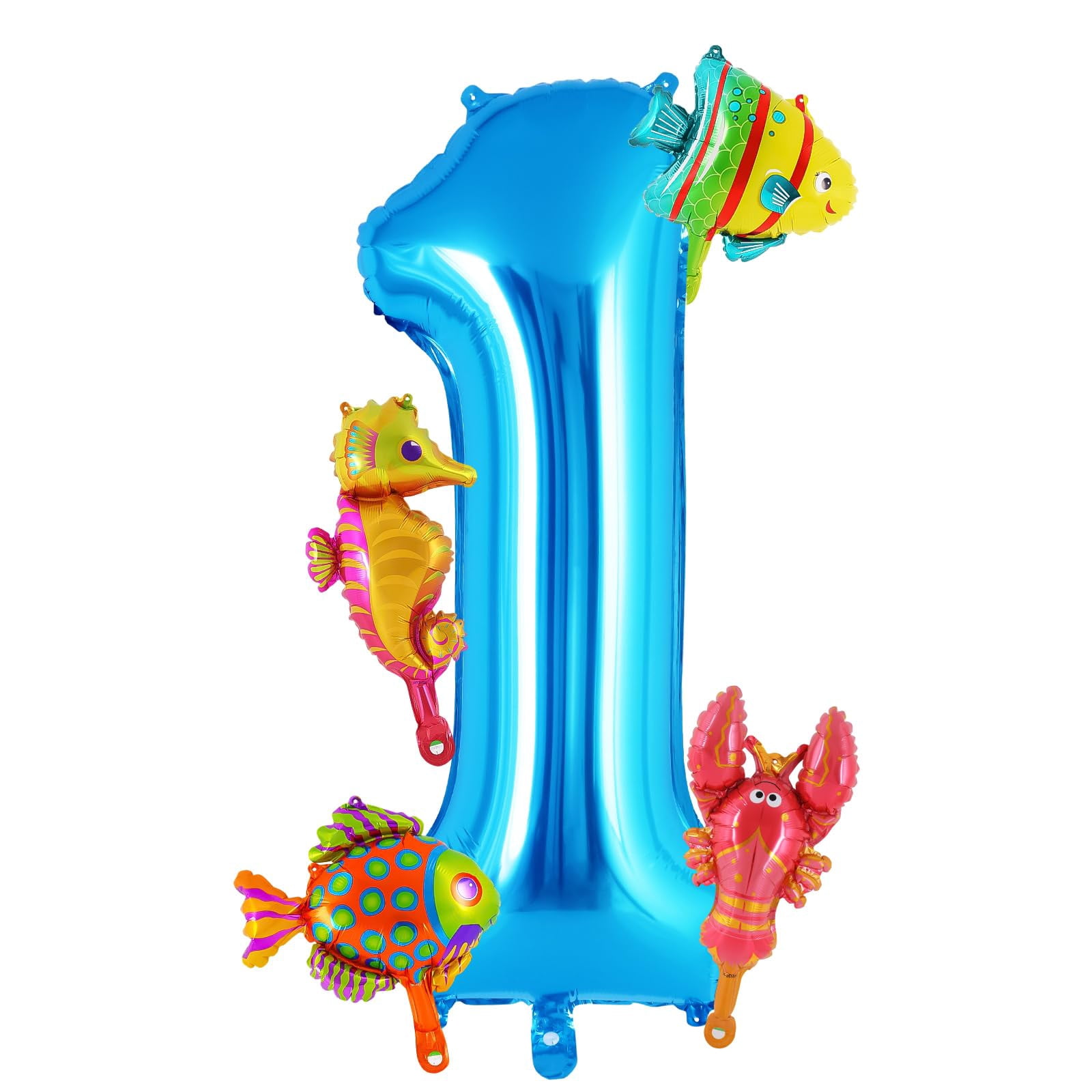 Sea Animail Blue Number IFF17 1 Foil Balloon - 40 Inch Big Blue Ocean ...