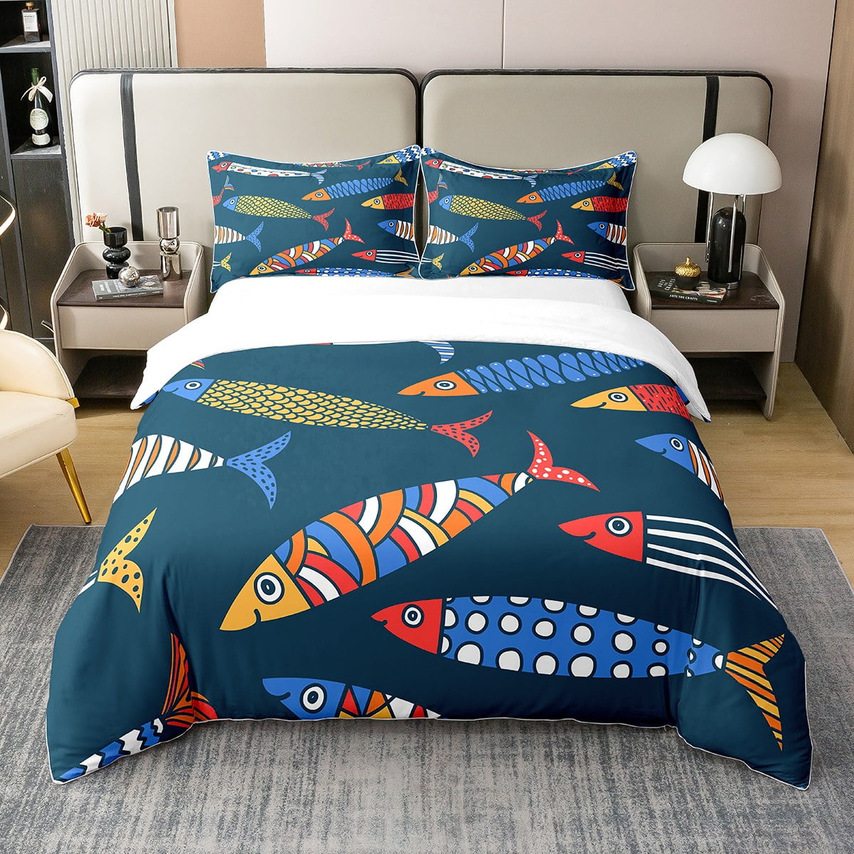 Sea Animal 100% Cotton Duvet Cover Twin, Aztec Rainbow Fish Comforter ...