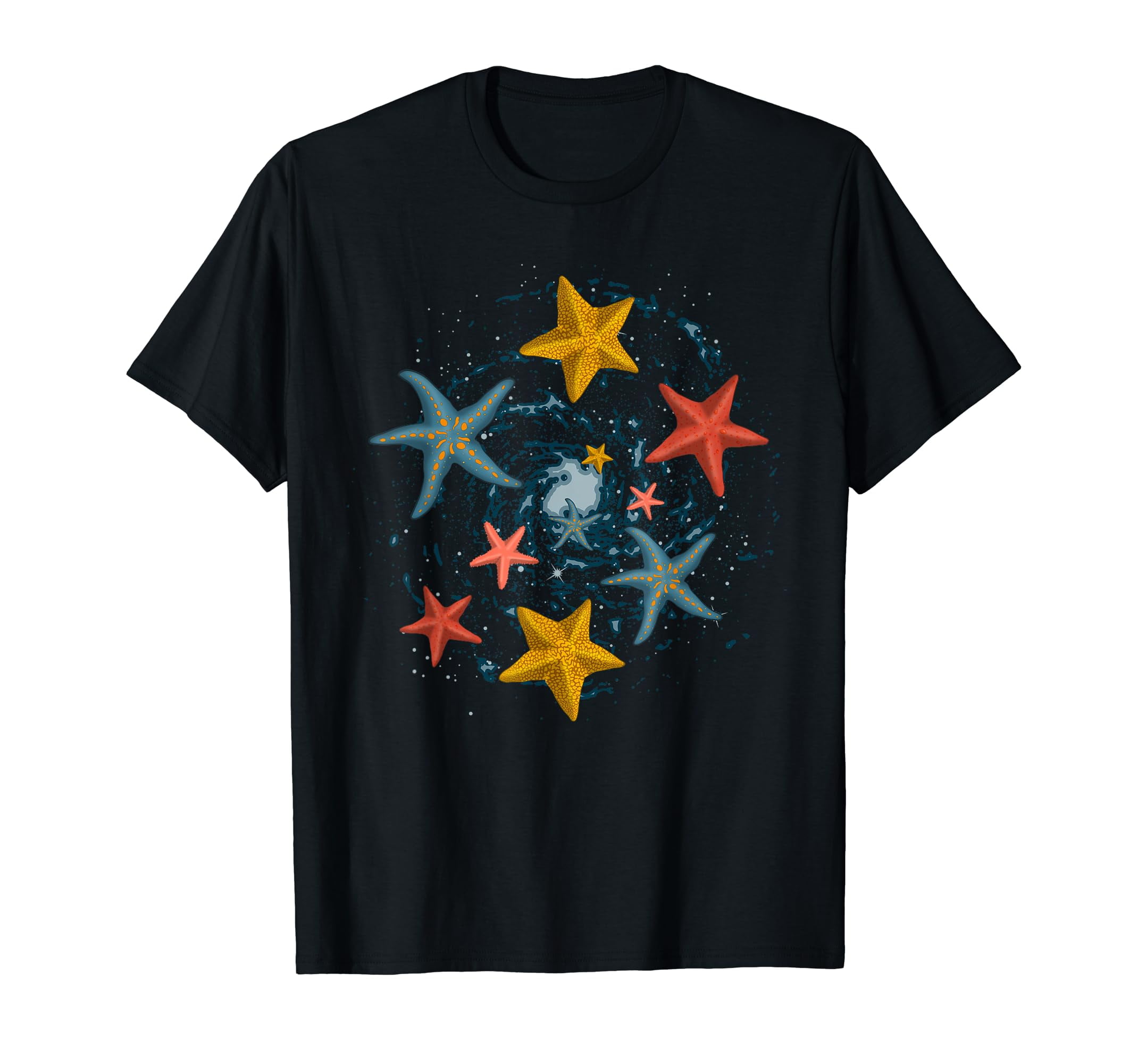 Sea Animal Lover Aquarium Ocean Starfish T-Shirt Black Tee - Walmart.com