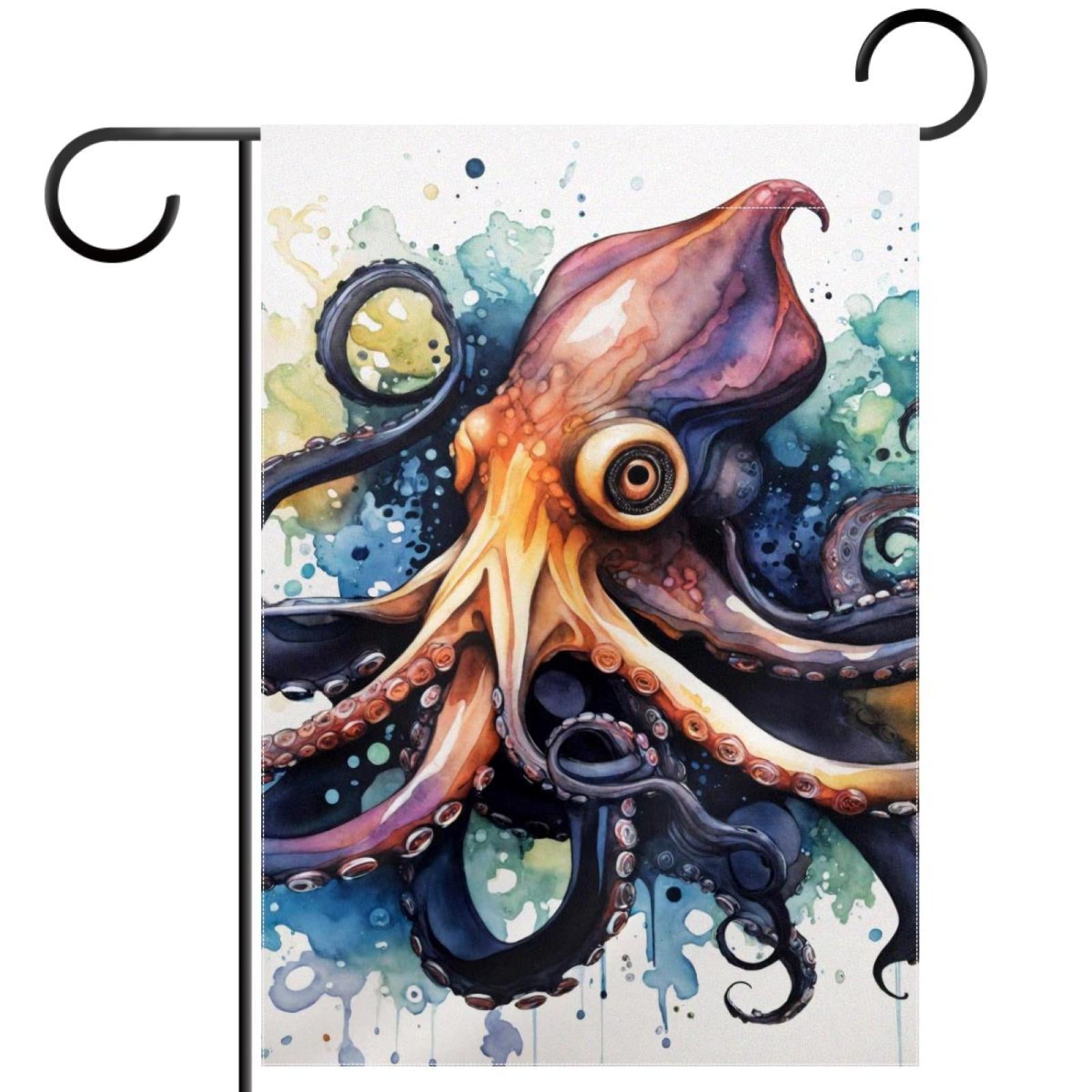 Sea Animal Octopus Ink Painting Welcome Garden Flags, 12 x 18 Inch ...