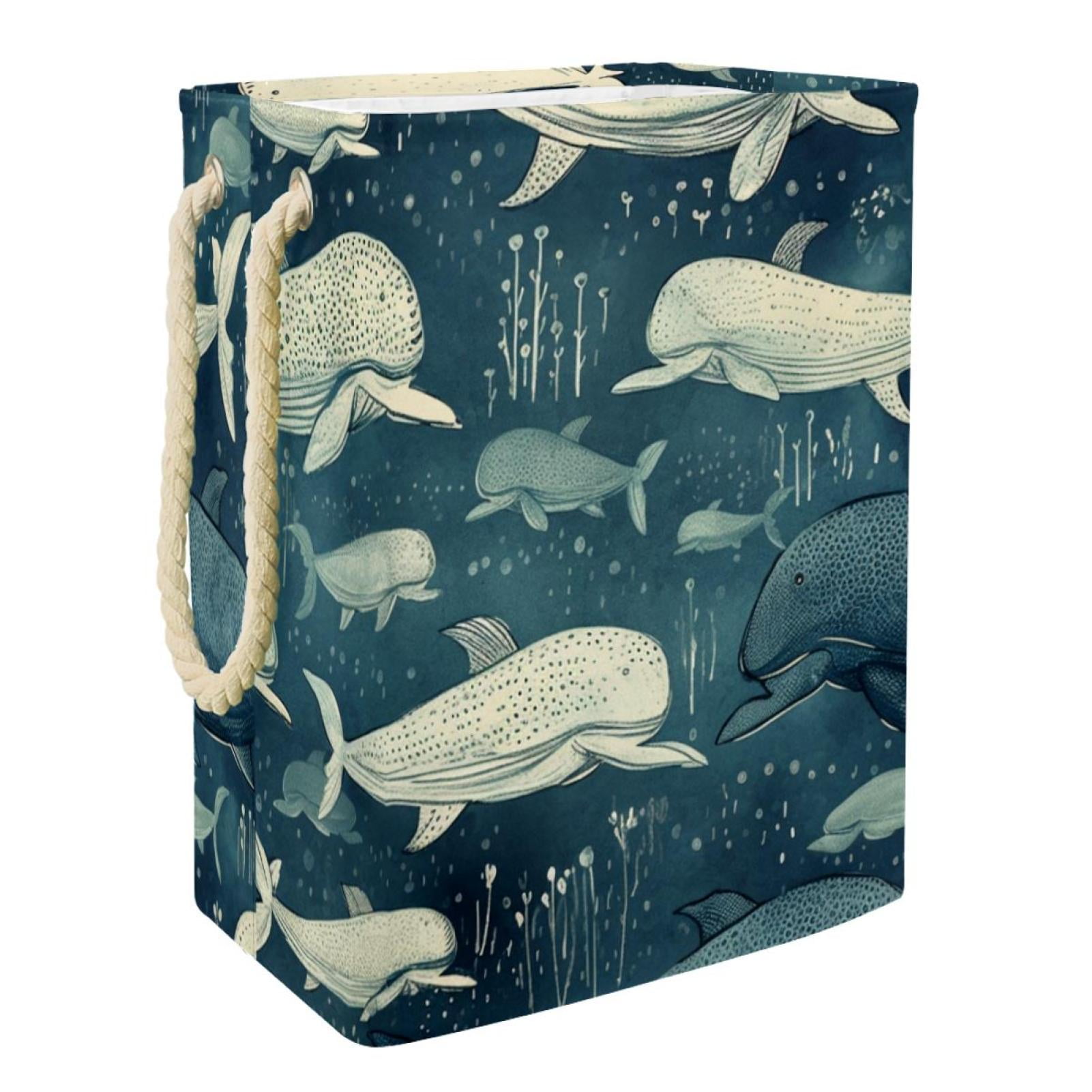 Sea Animal Whales Laundry Hamper, Collapsible Laundry Baskets Firm ...