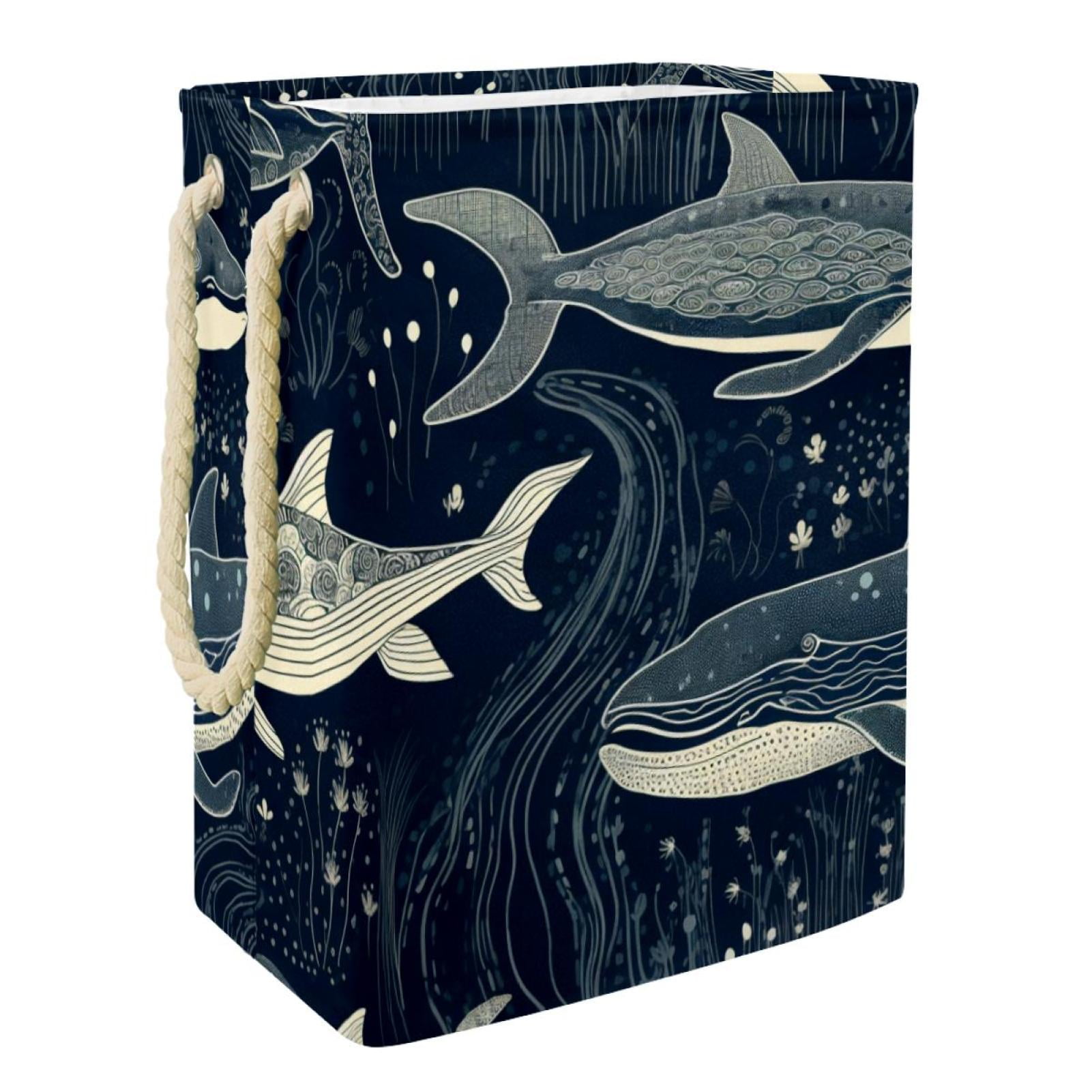 Sea Animal Whales Laundry Hamper, Collapsible Laundry Baskets Firm ...