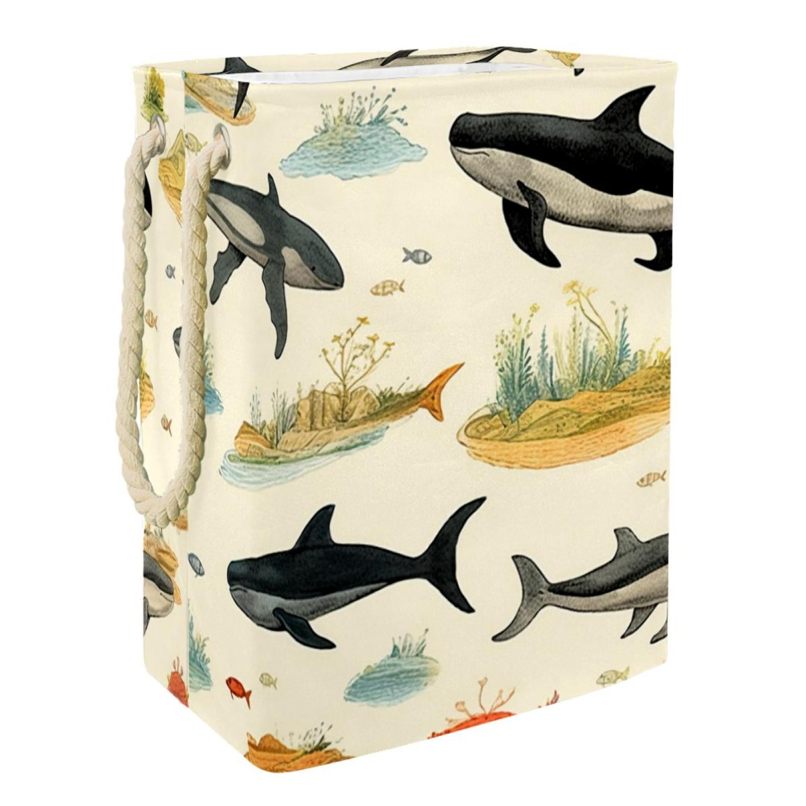Sea Animal Whales Laundry Hamper, Collapsible Laundry Baskets Firm ...