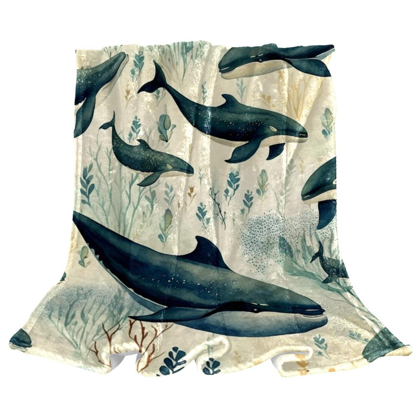Sea Animal Whales Plush Throw Blanket for Couch 59" x 79" - Lightweight ...