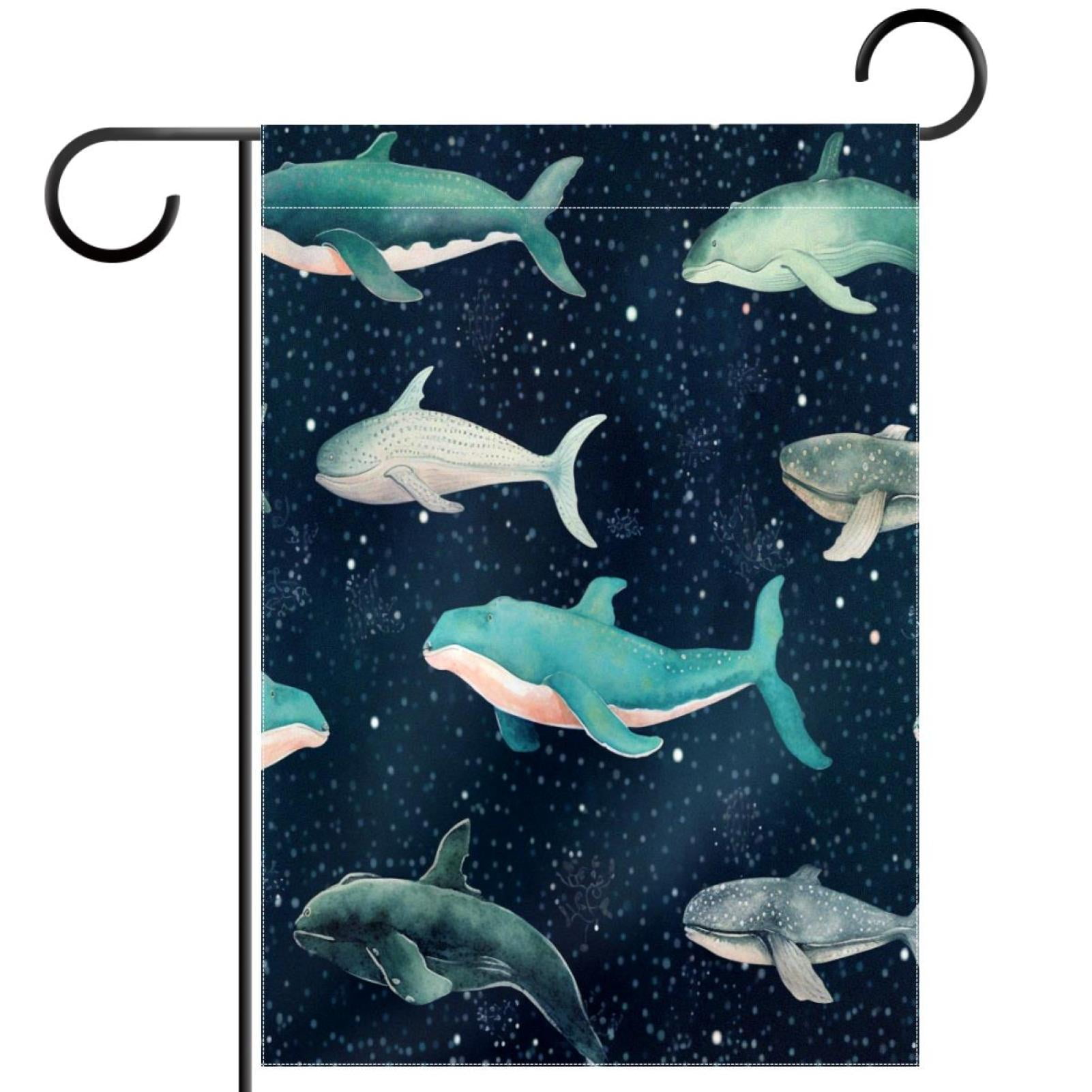 Sea Animal Whales Print Art Polyester Garden Flag Banner 12 x 18 inches ...