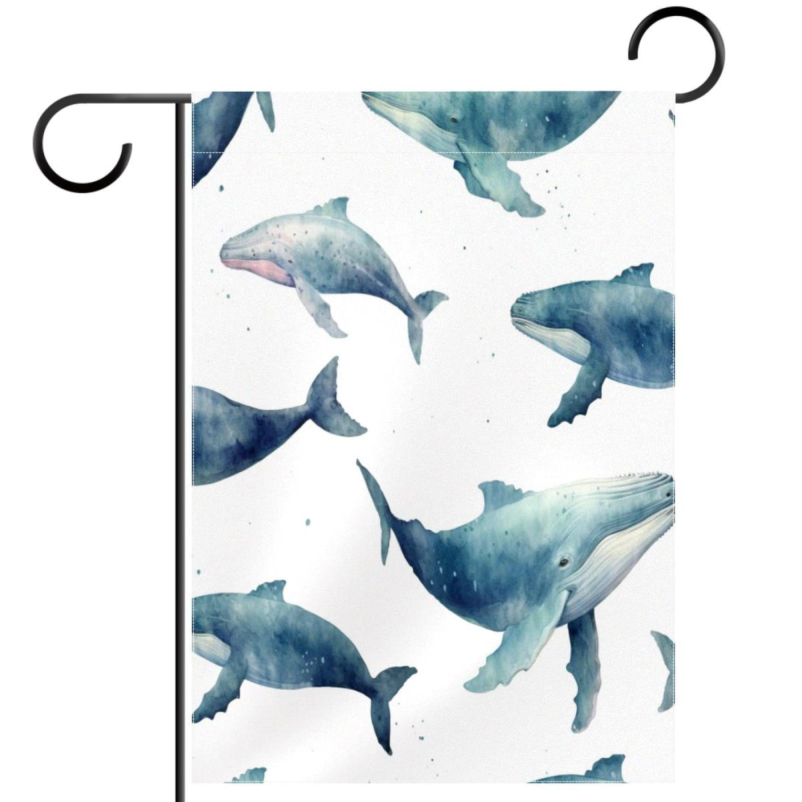 Sea Animal Whales Print Art Polyester Garden Flag Banner 12 x 18 inches ...