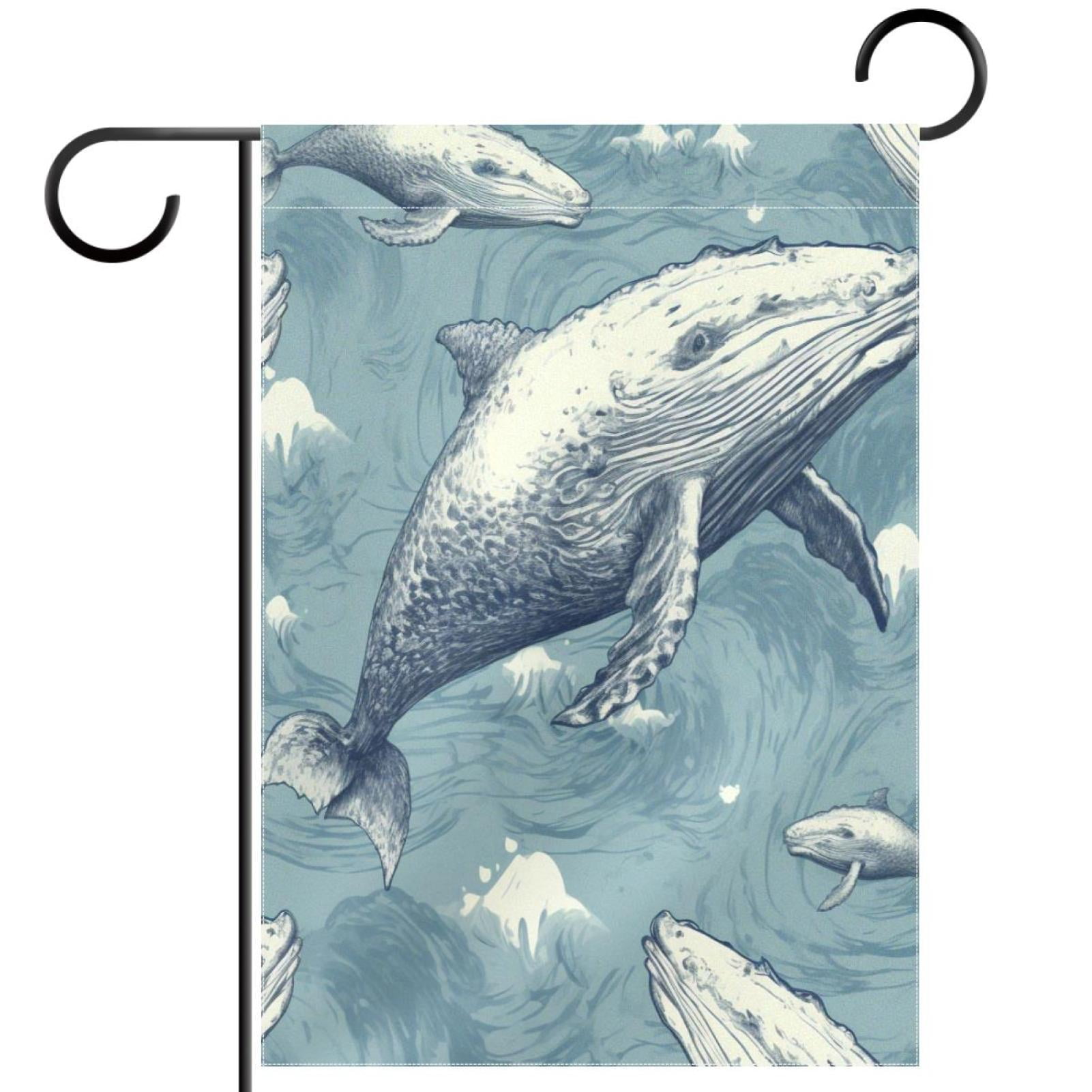 Sea Animal Whales Print Art Polyester Garden Flag Banner 12 x 18 inches ...