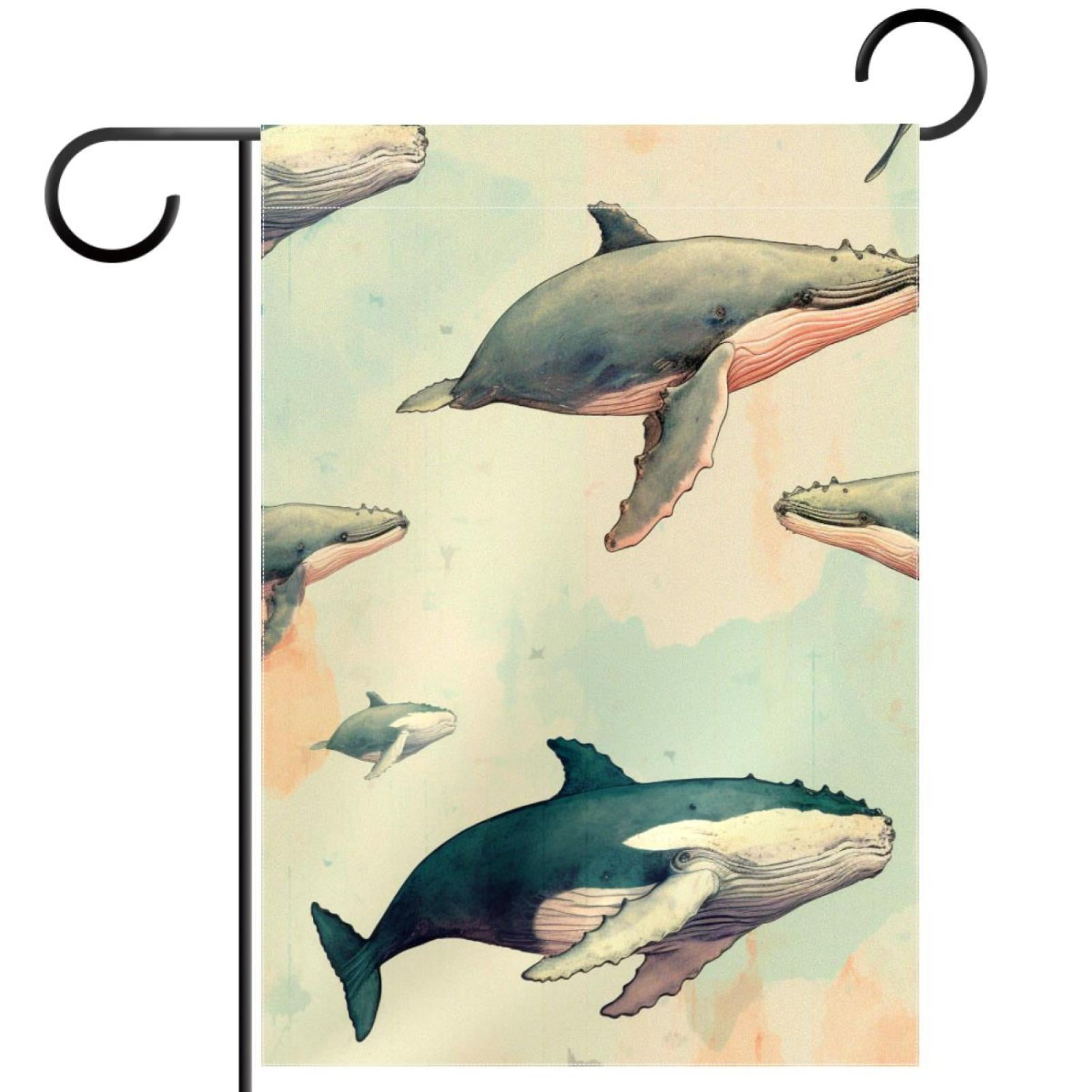 Sea Animal Whales Print Polyester Garden Flag House Banner 28 x 40 inch ...