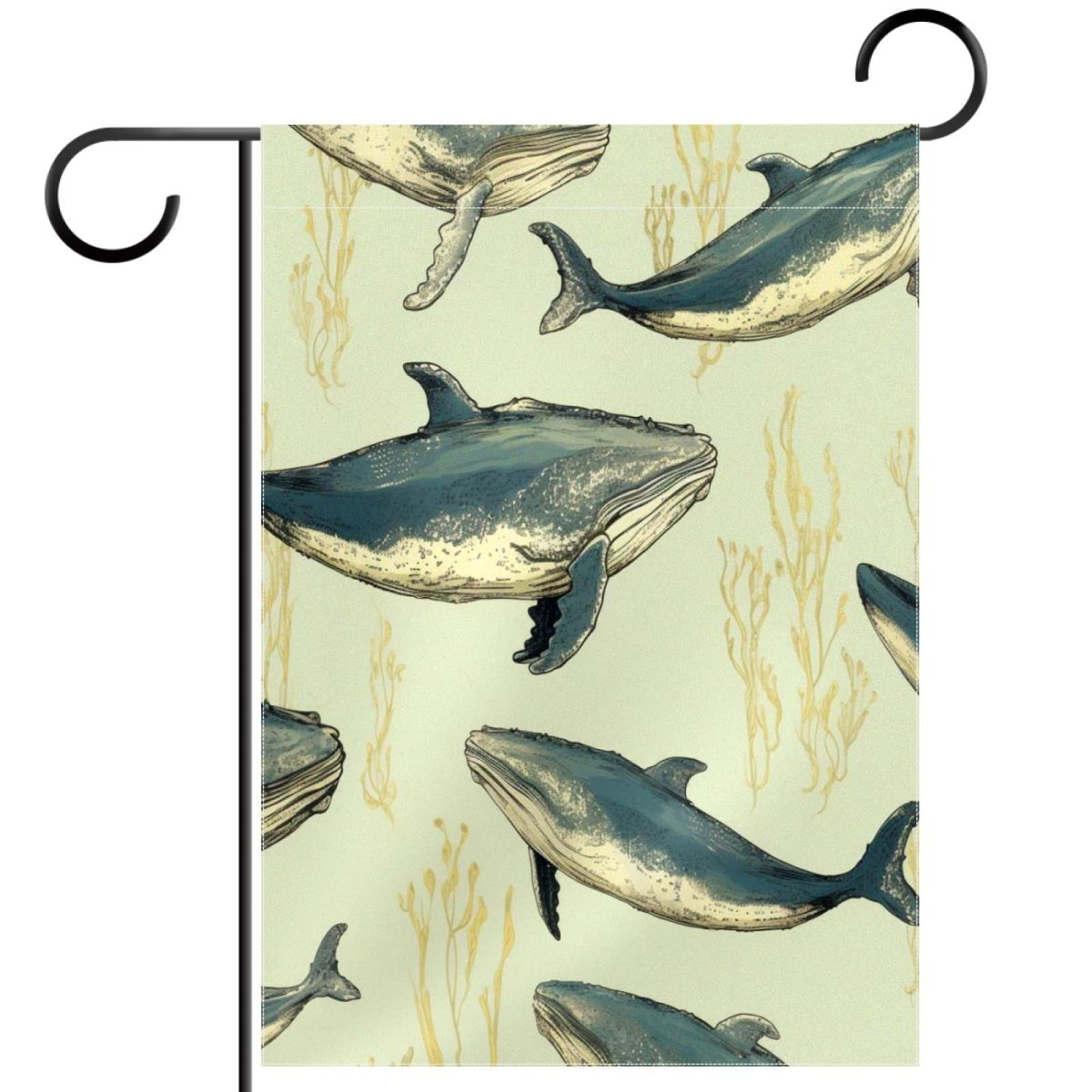Sea Animal Whales Print Polyester Garden Flag House Banner 28 x 40 inch ...