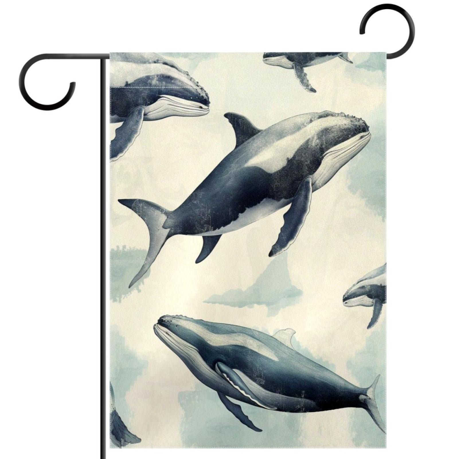 Sea Animal Whales Print Polyester Garden Flag House Banner 28 x 40 inch ...