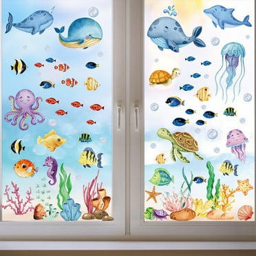 4Styles Sea Animal Window Decals Safety Sliding Glass Door Sticker ...