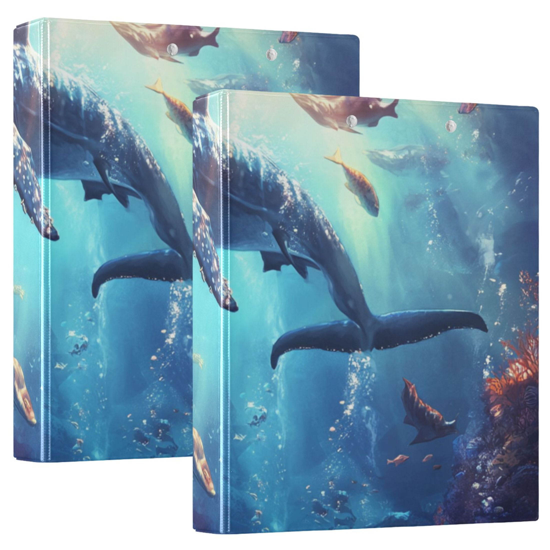 Sea Animals 3 Ring Binders 1.5 inch Hardcover File Folders with ...