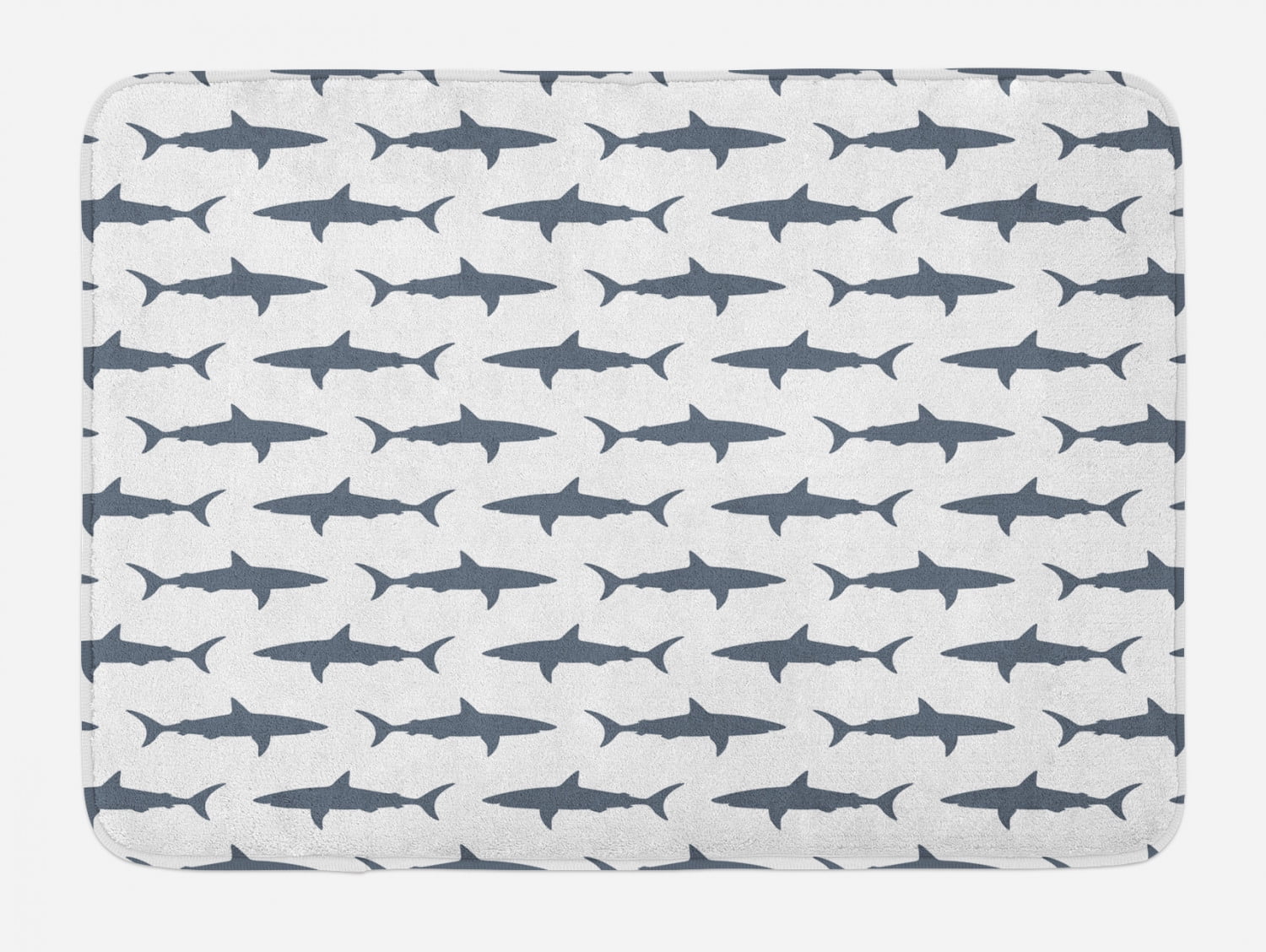 Sea Animals Bath Mat, Sharks Swimming Horizontal Silhouettes Powerful ...