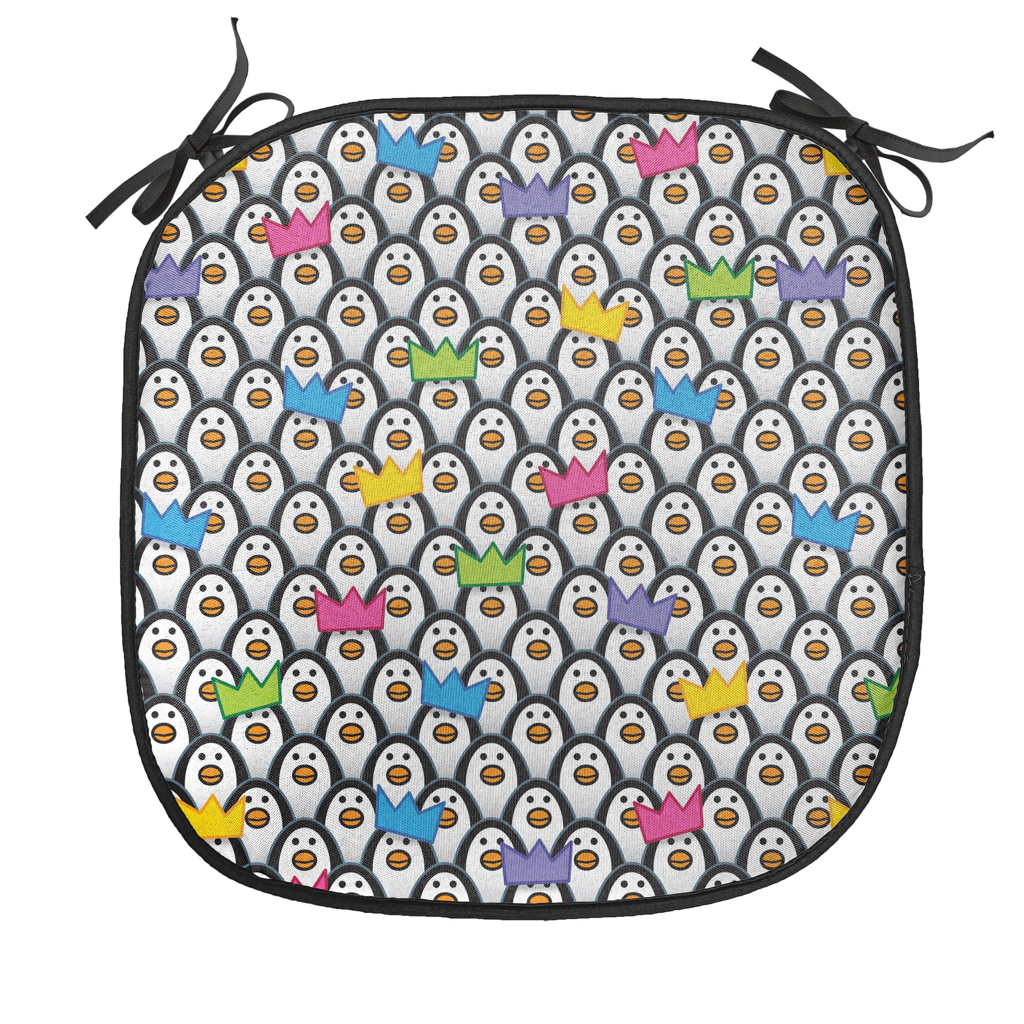 Sea Animals Chair Seating Cushion, Penguins Wearing Colored Party Hats ...