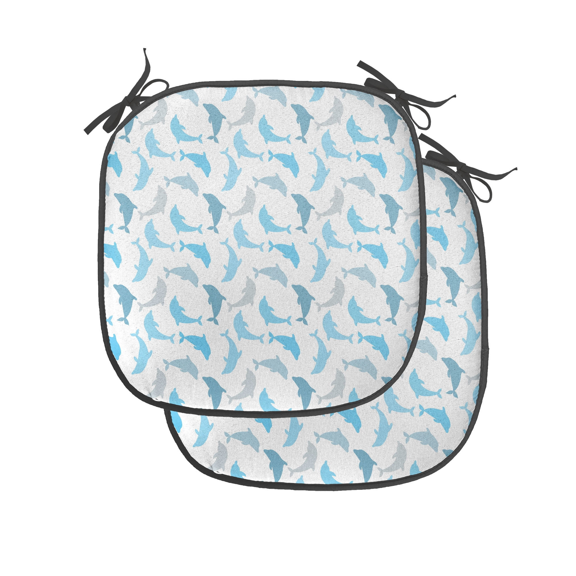 Sea Animals Chair Seating Cushion Set of 4, Dolphin Fish Underwater ...