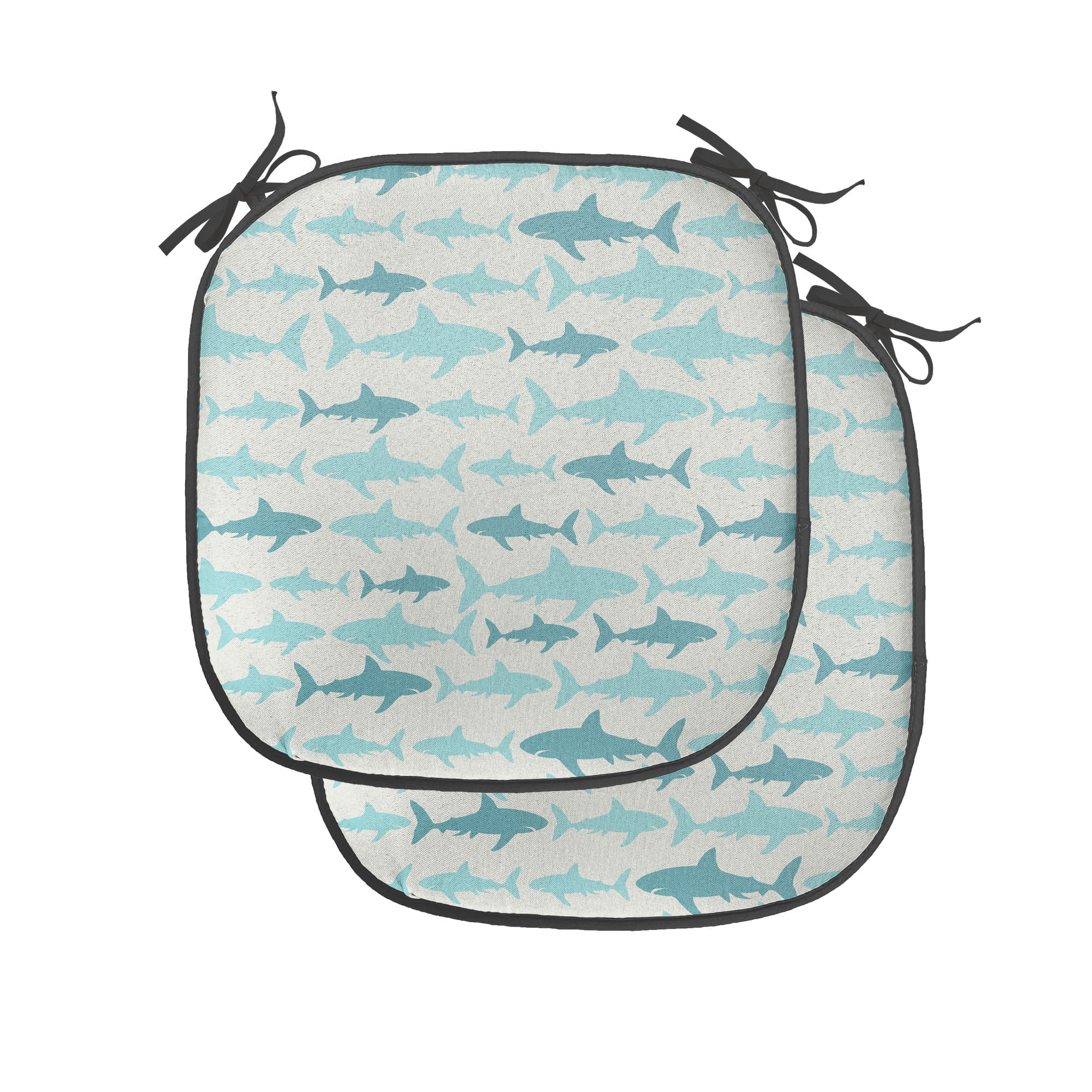 Sea Animals Chair Seating Cushion Set of 4, Monochrome Shark ...