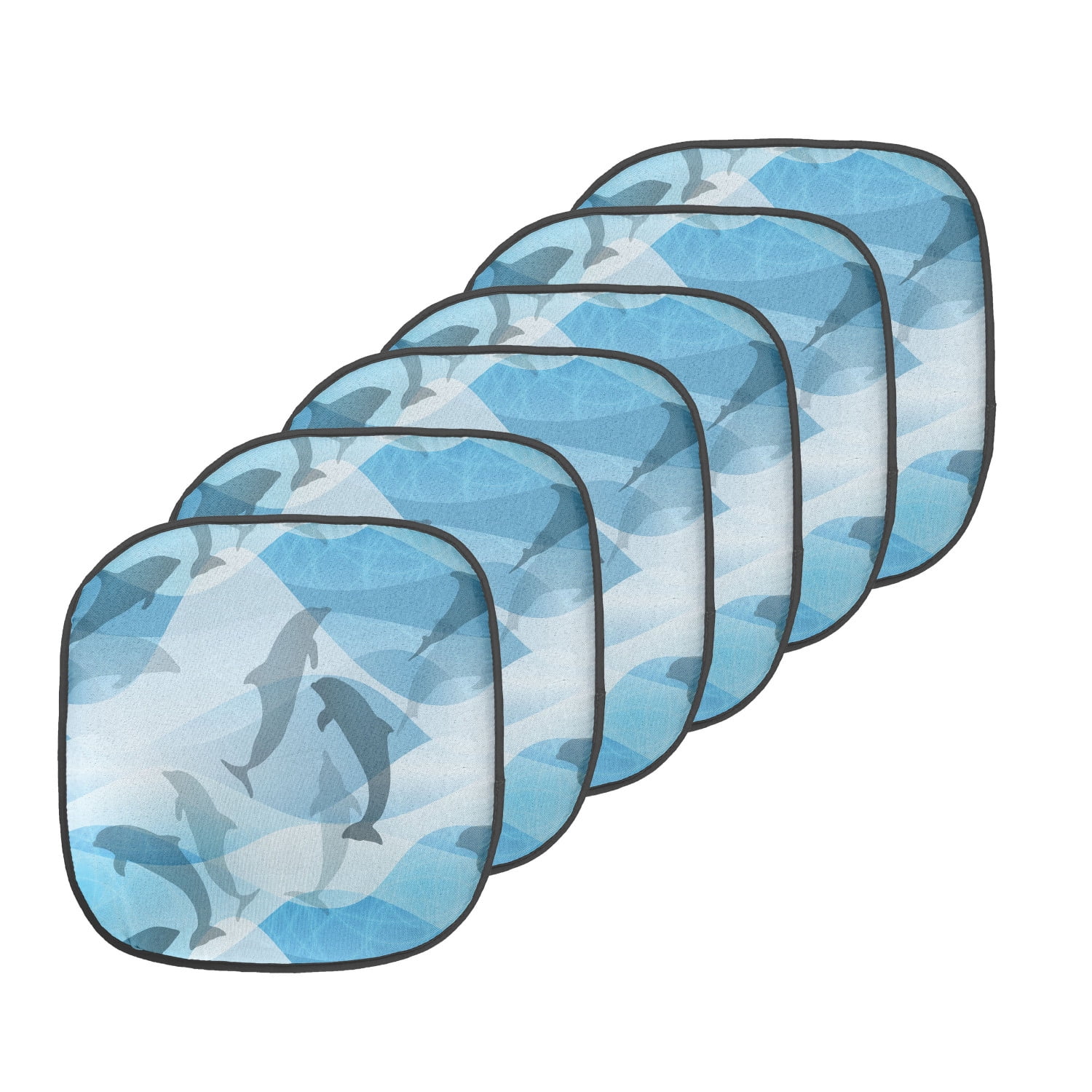 Sea Animals Chair Seating Cushion Set of 6, Dolphin Fish Pattern ...