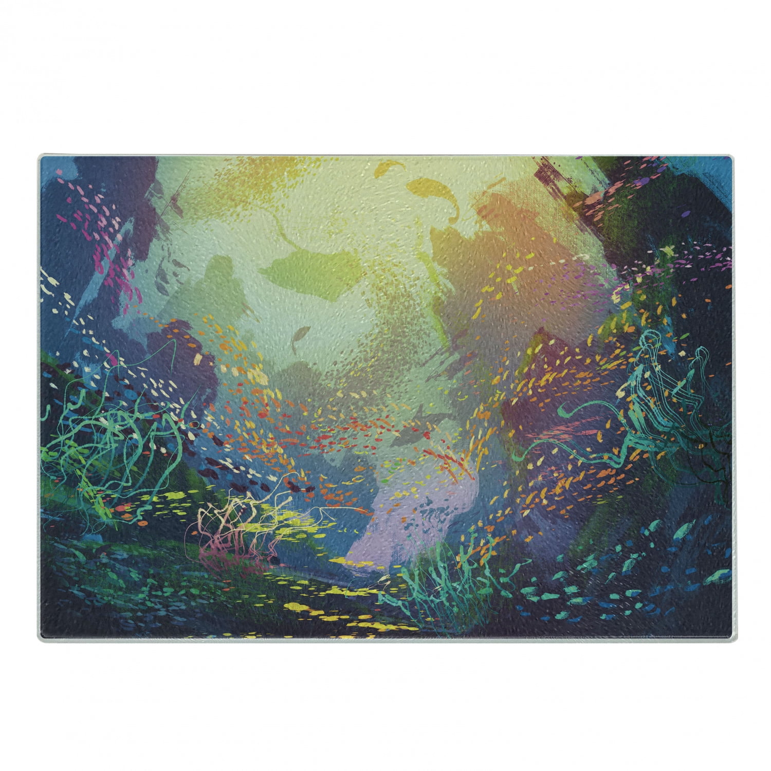 Sea Animals Cutting Board, Underwater with Coral Reef and Colorful Fish ...