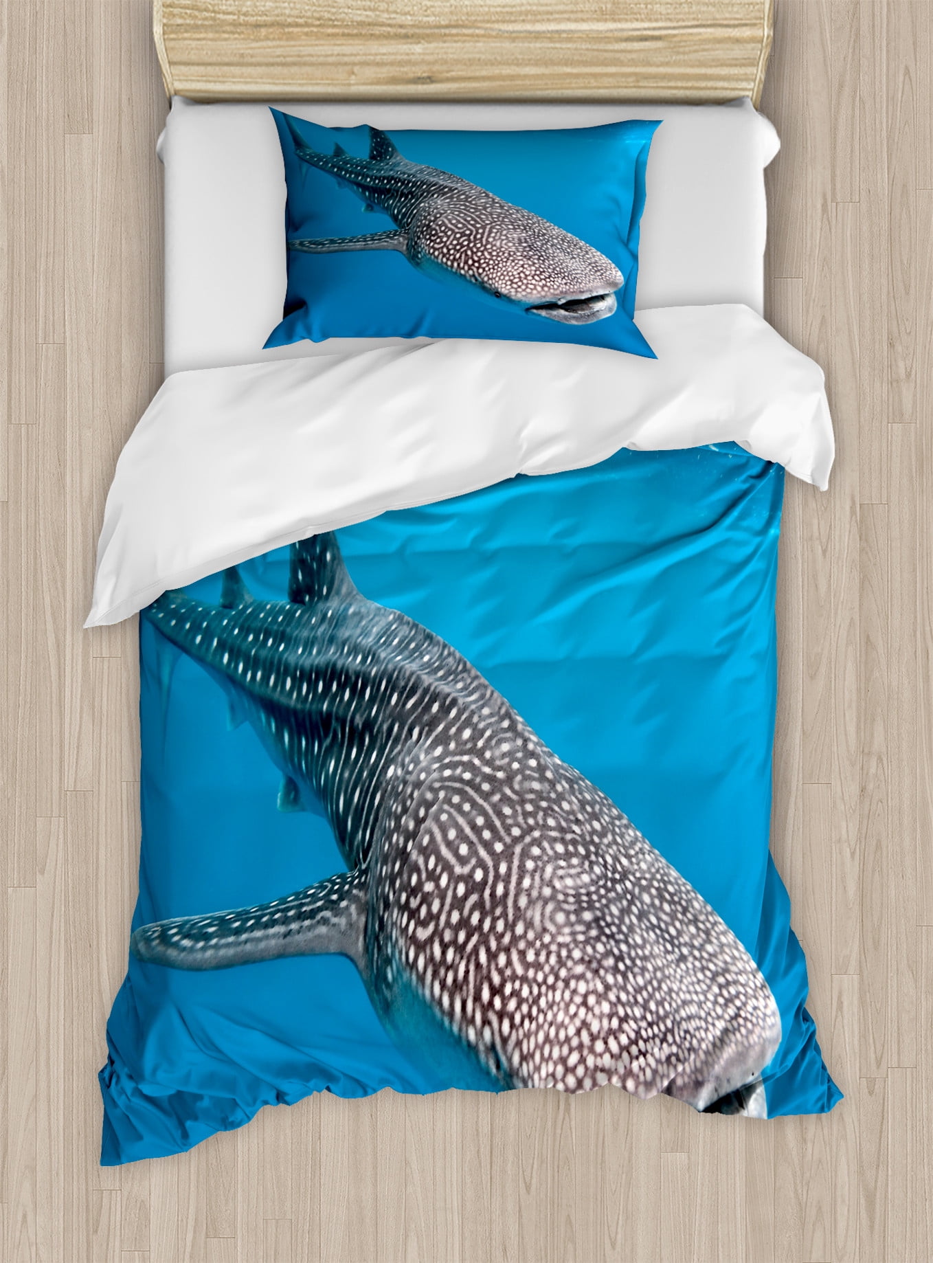 Sea Animals Duvet Cover Set, Whale Shark Swimming Predators Hunter ...