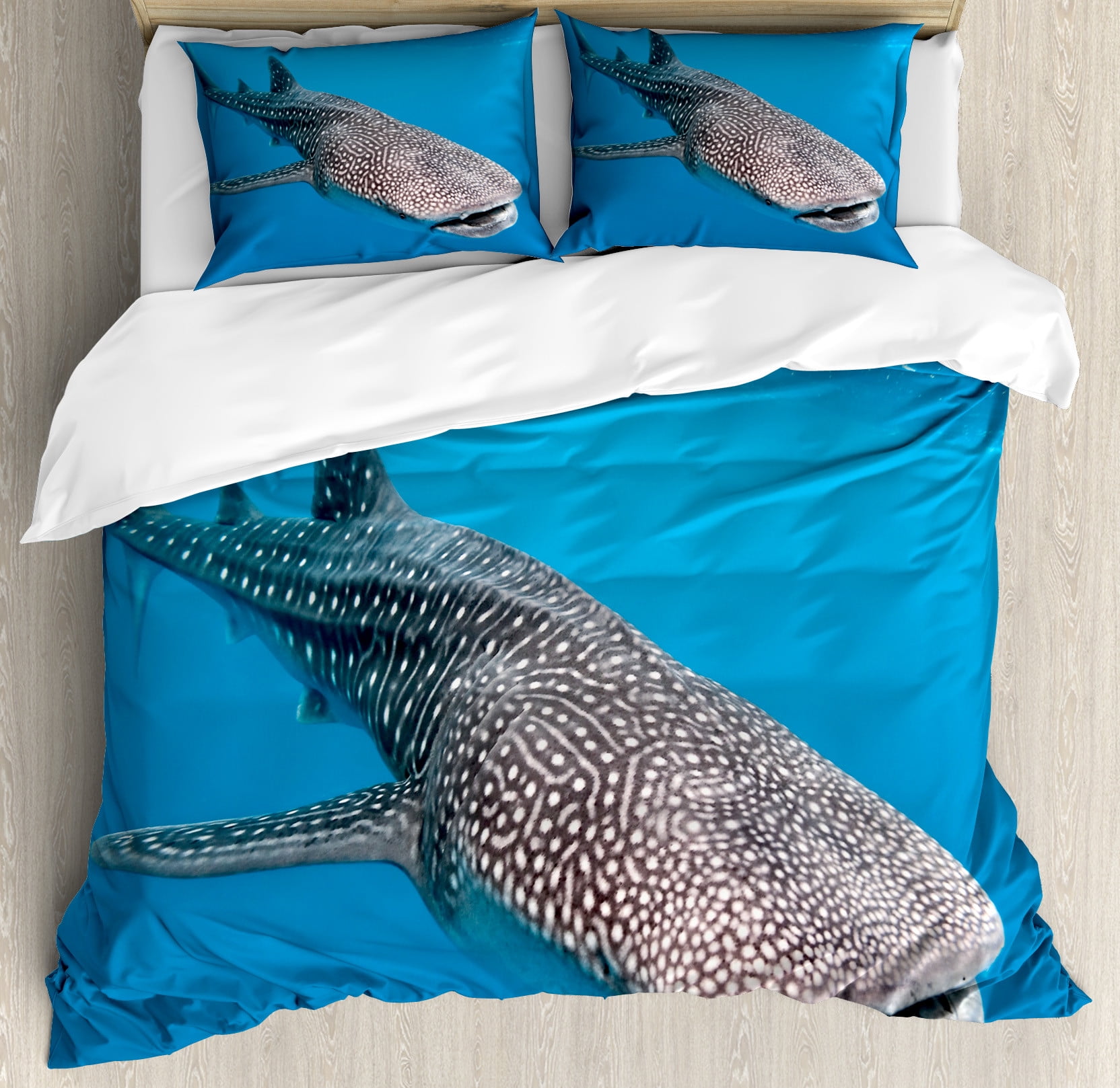 Sea Animals Duvet Cover Set, Whale Shark Swimming Predators Hunter ...
