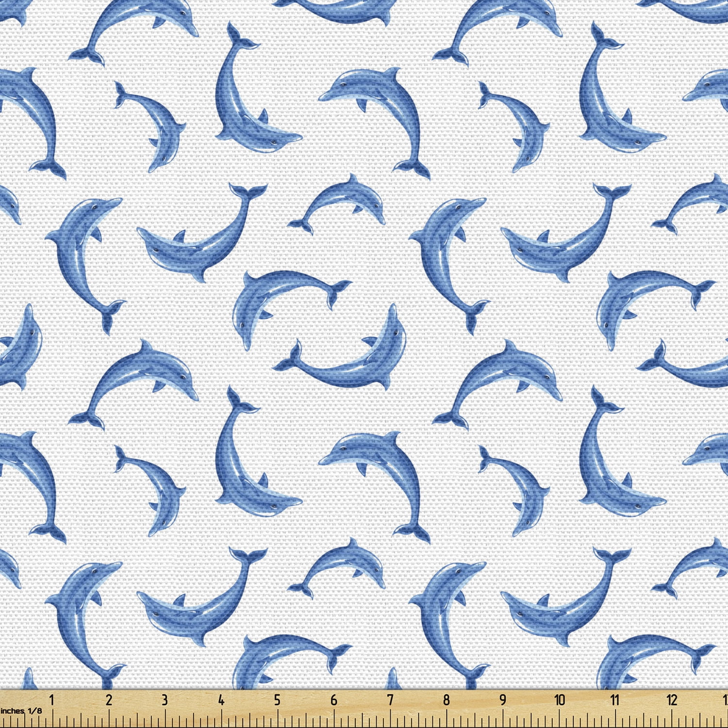 Ambesonne Dolphin Fabric by the Yard Upholstery, Wildlife Under the Sea ...