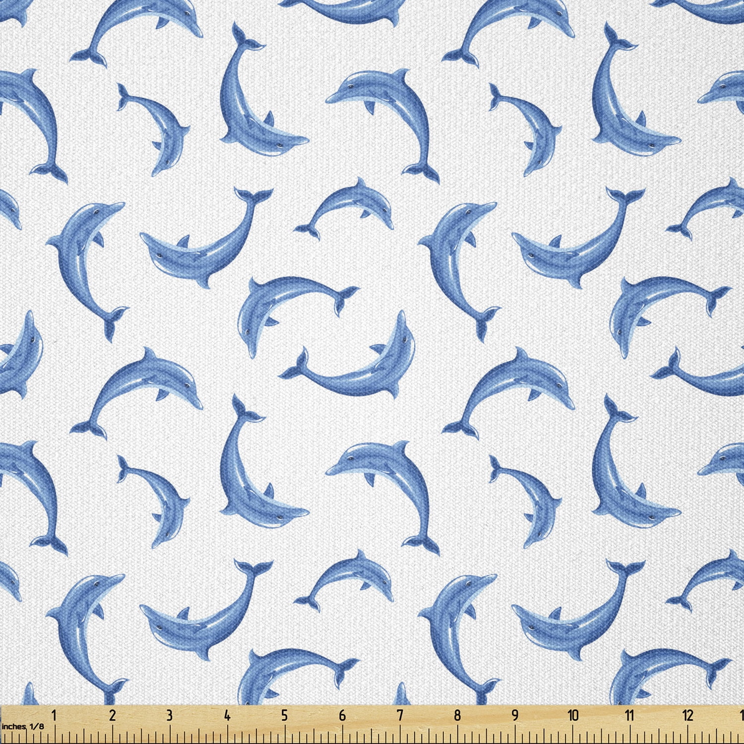 Sea Animals Fabric by The Yard, Pattern Dolphins Illustration ...