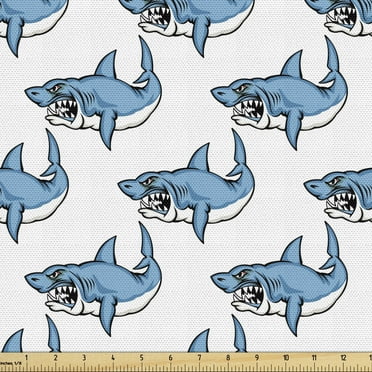 Ambesonne Nautical Fabric by the Yard Upholstery, Ocean Waves Pattern ...