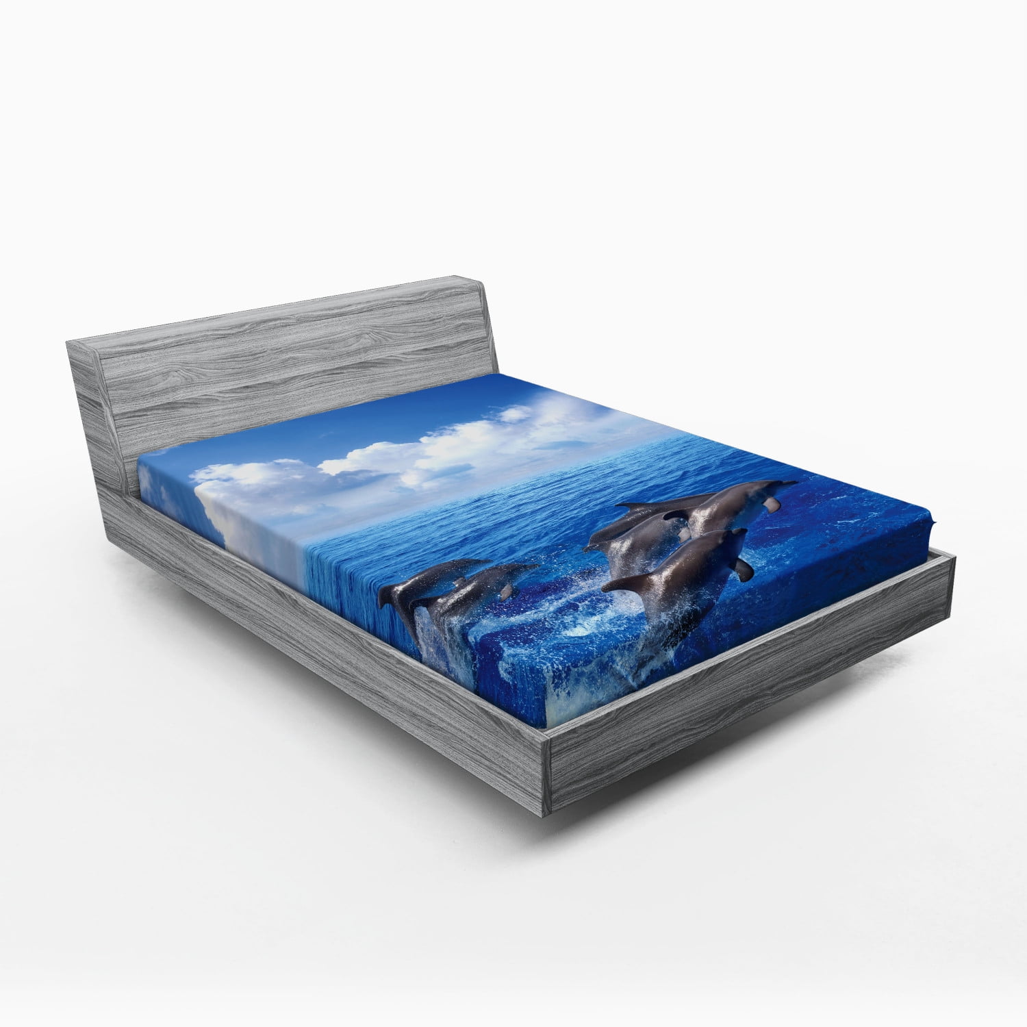 Sea Animals Fitted Sheet Dolphins Jumping in Clear Sea and Fluffy ...