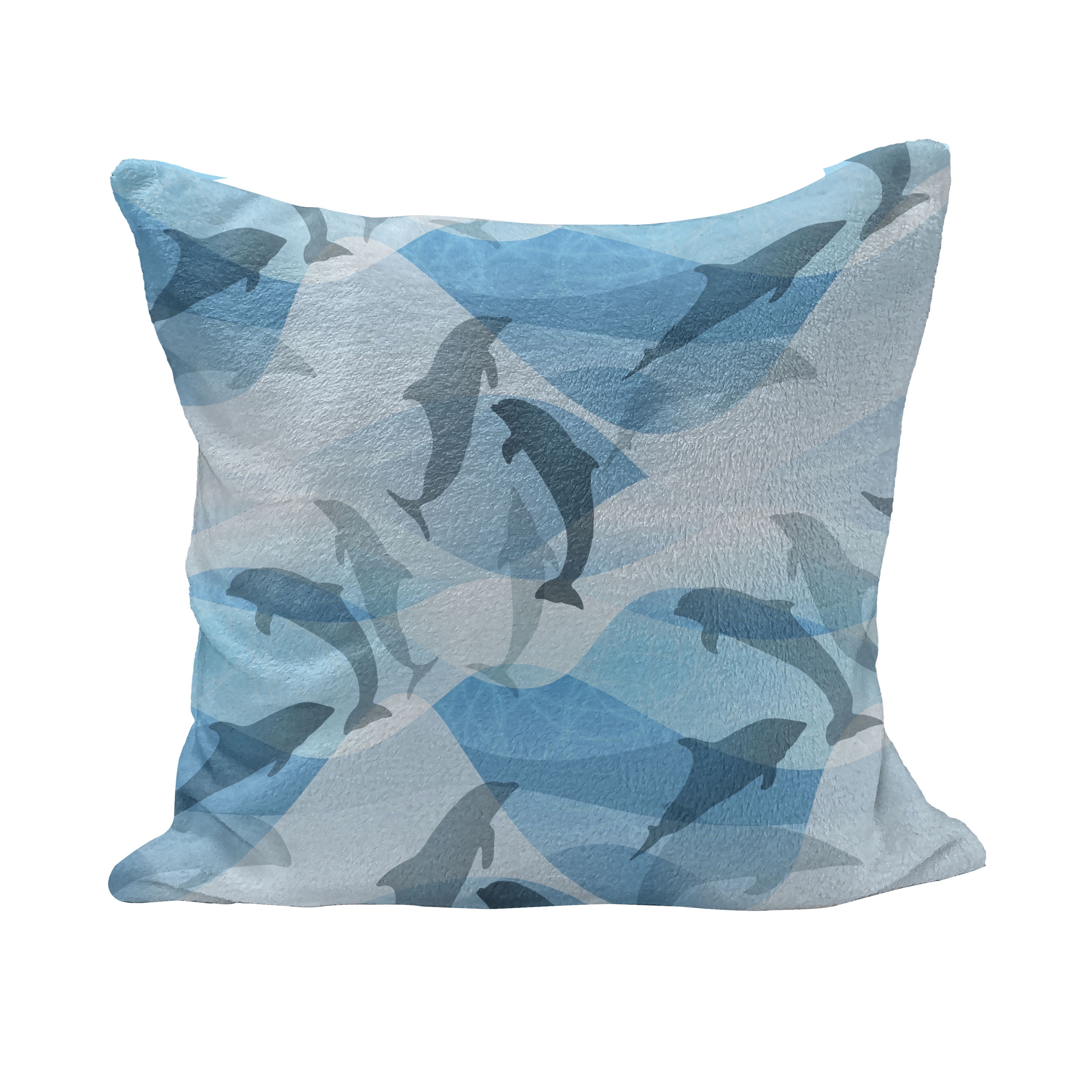 Sea Animals Fluffy Throw Pillow Cushion Cover, Dolphin Fish Pattern ...