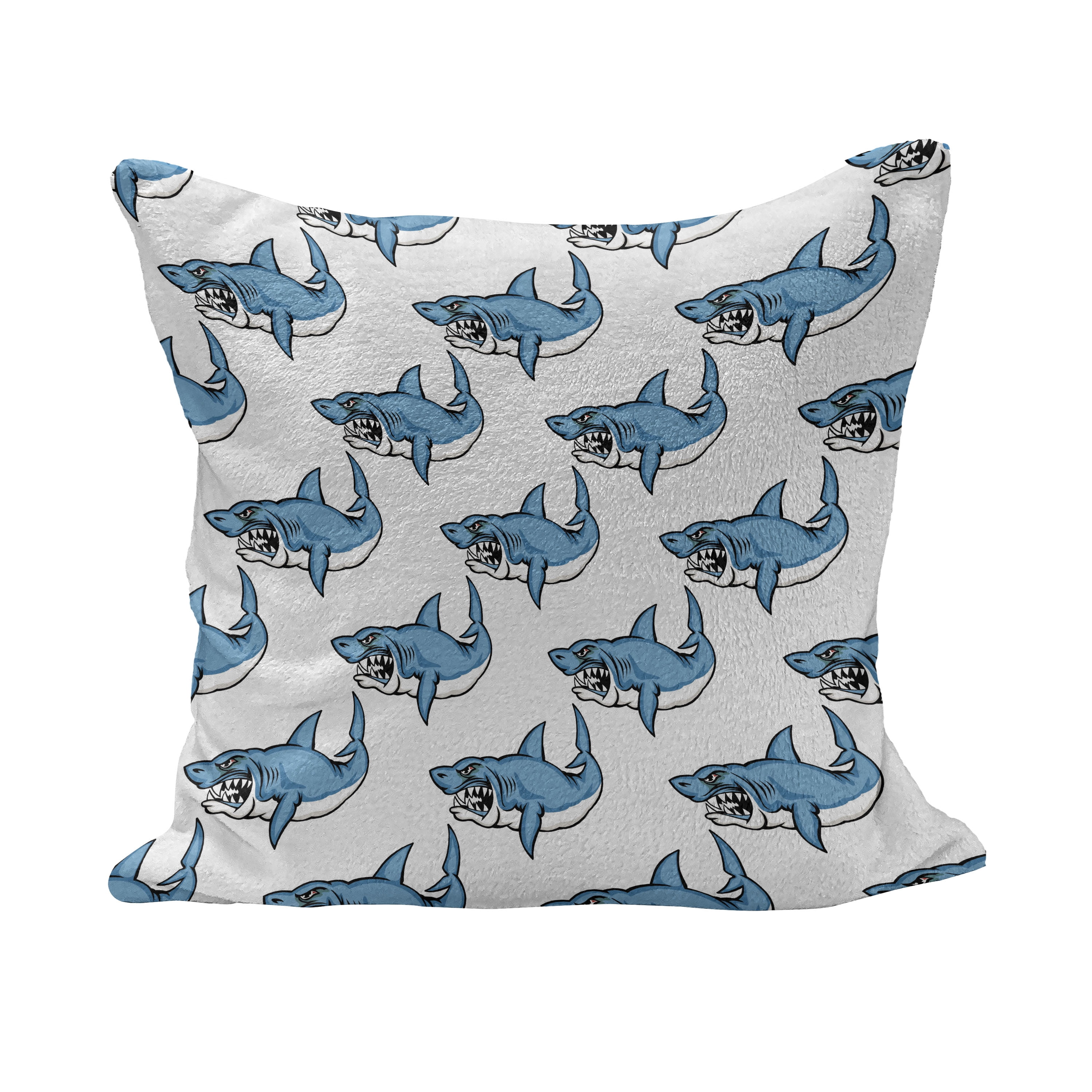 Sea Animals Fluffy Throw Pillow Cushion Cover, Fierce Predator Wild ...