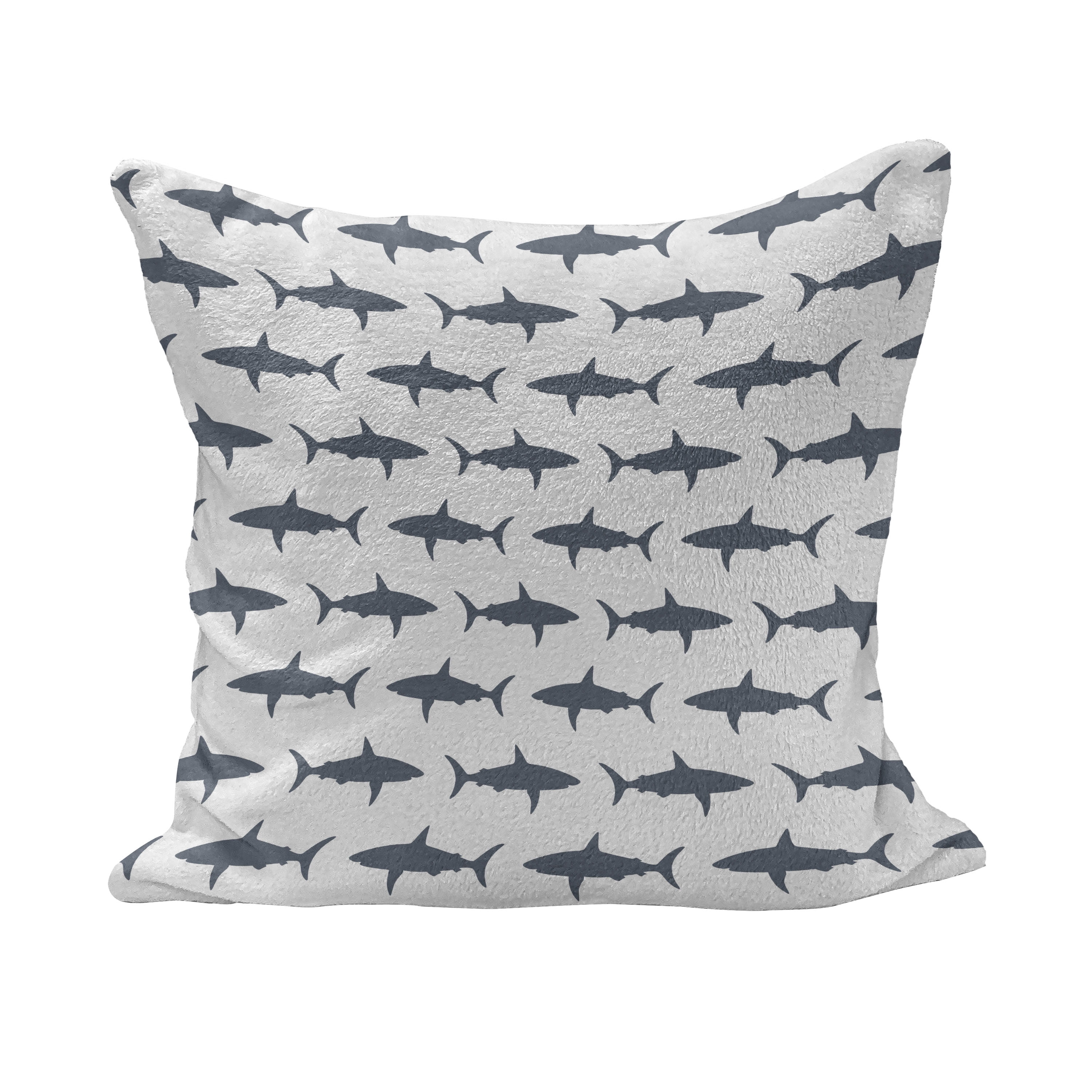 Sea Animals Fluffy Throw Pillow Cushion Cover, Sharks Swimming ...