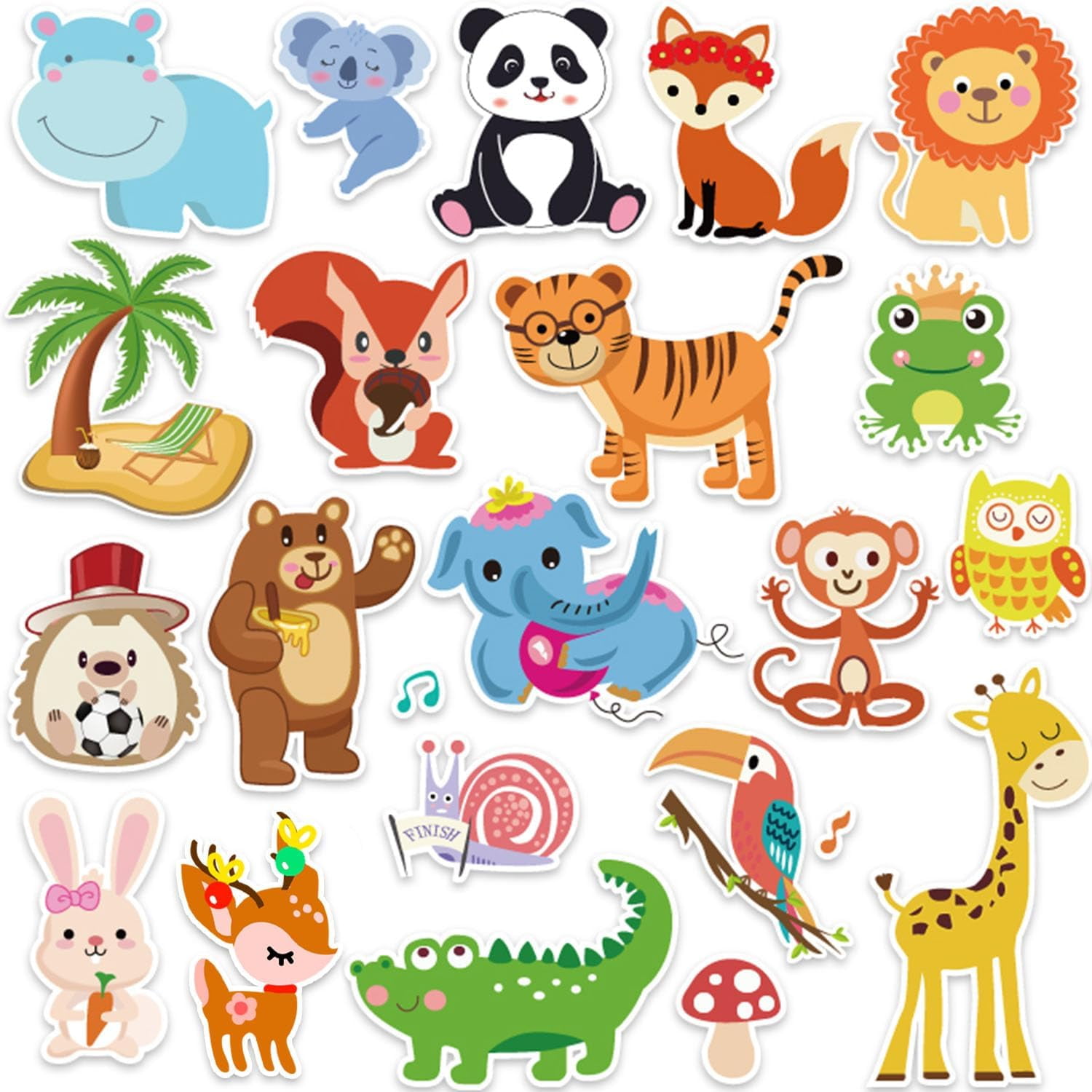 Sea Animals Gel Clings for Kids, 21PCS Thick Vinyl Decals, Cartoon ...